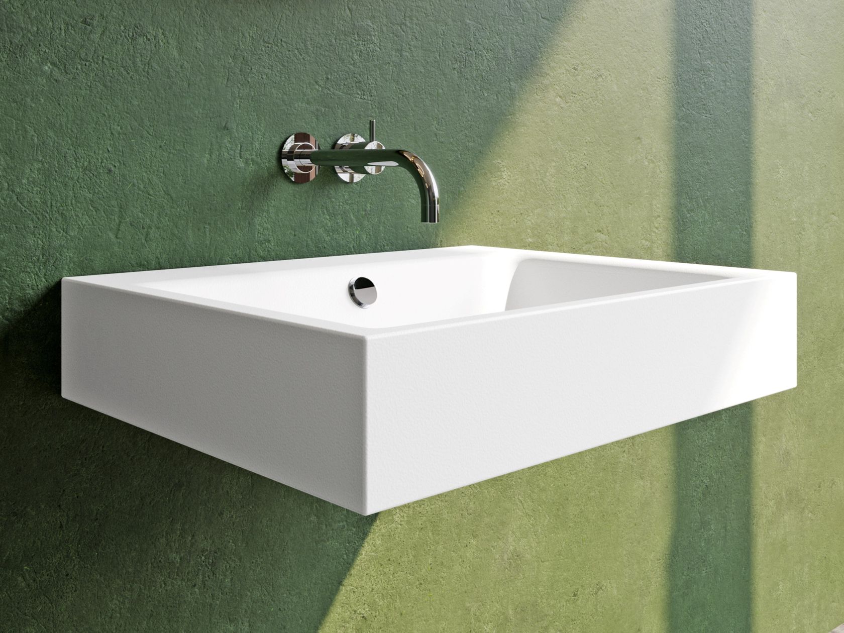 PURO | Wall-mounted washbasin Wall-mounted rectangular enamelled steel ...