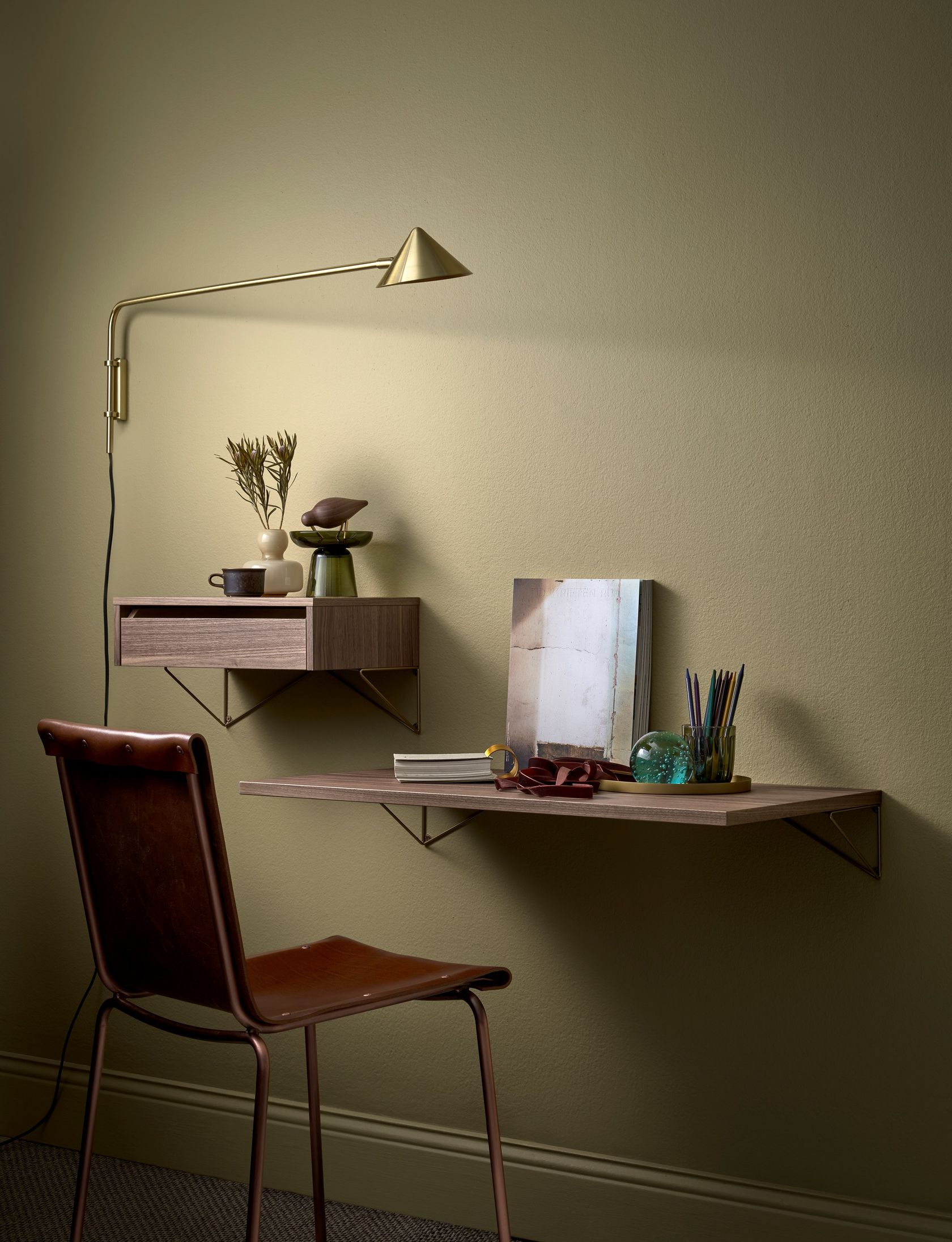 PYTHAGORAS Wall mounted wooden secretary desk By Maze | design Gustav Rosén