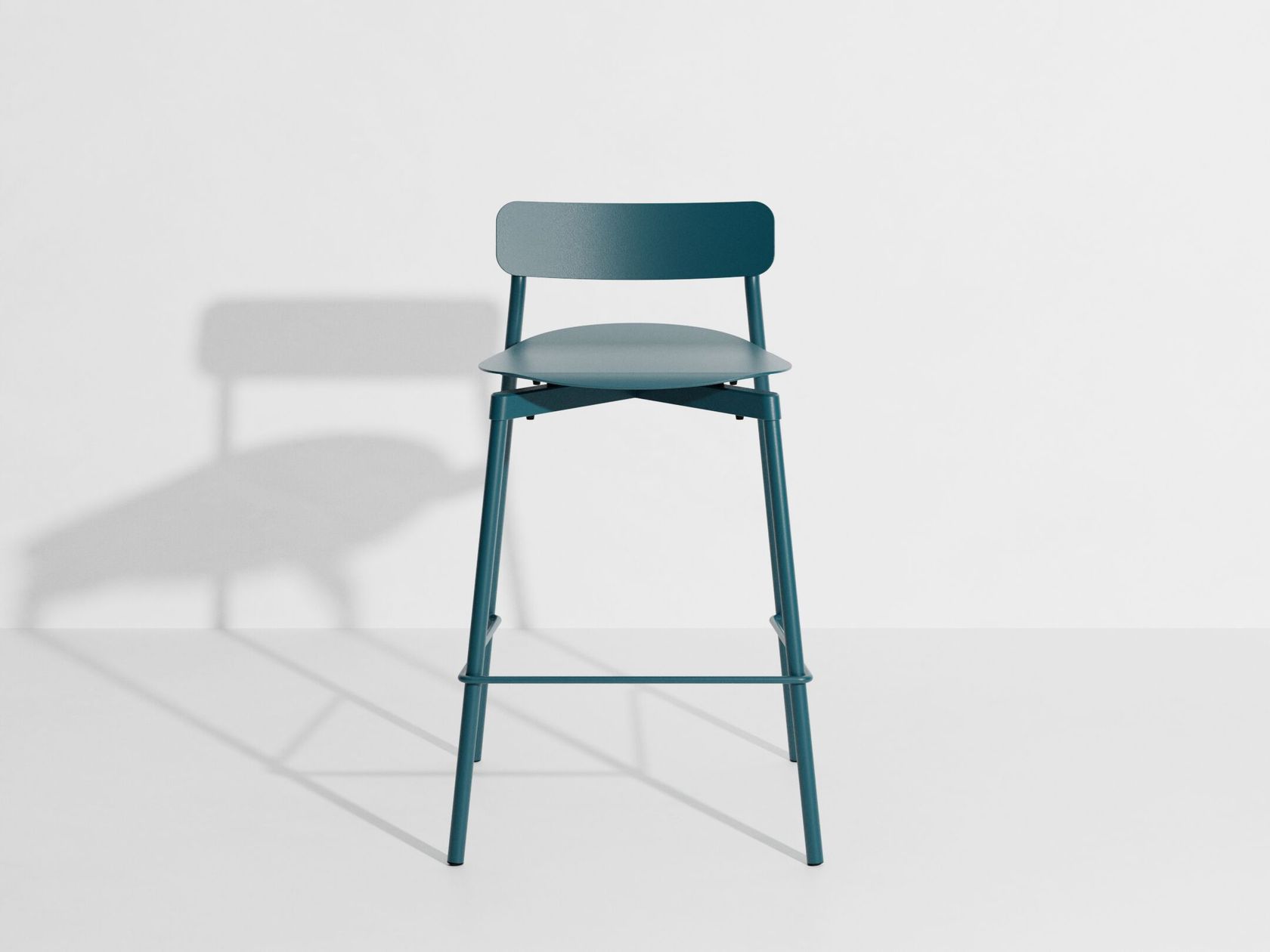FROMME High stackable powder coated aluminium stool with footrest By ...