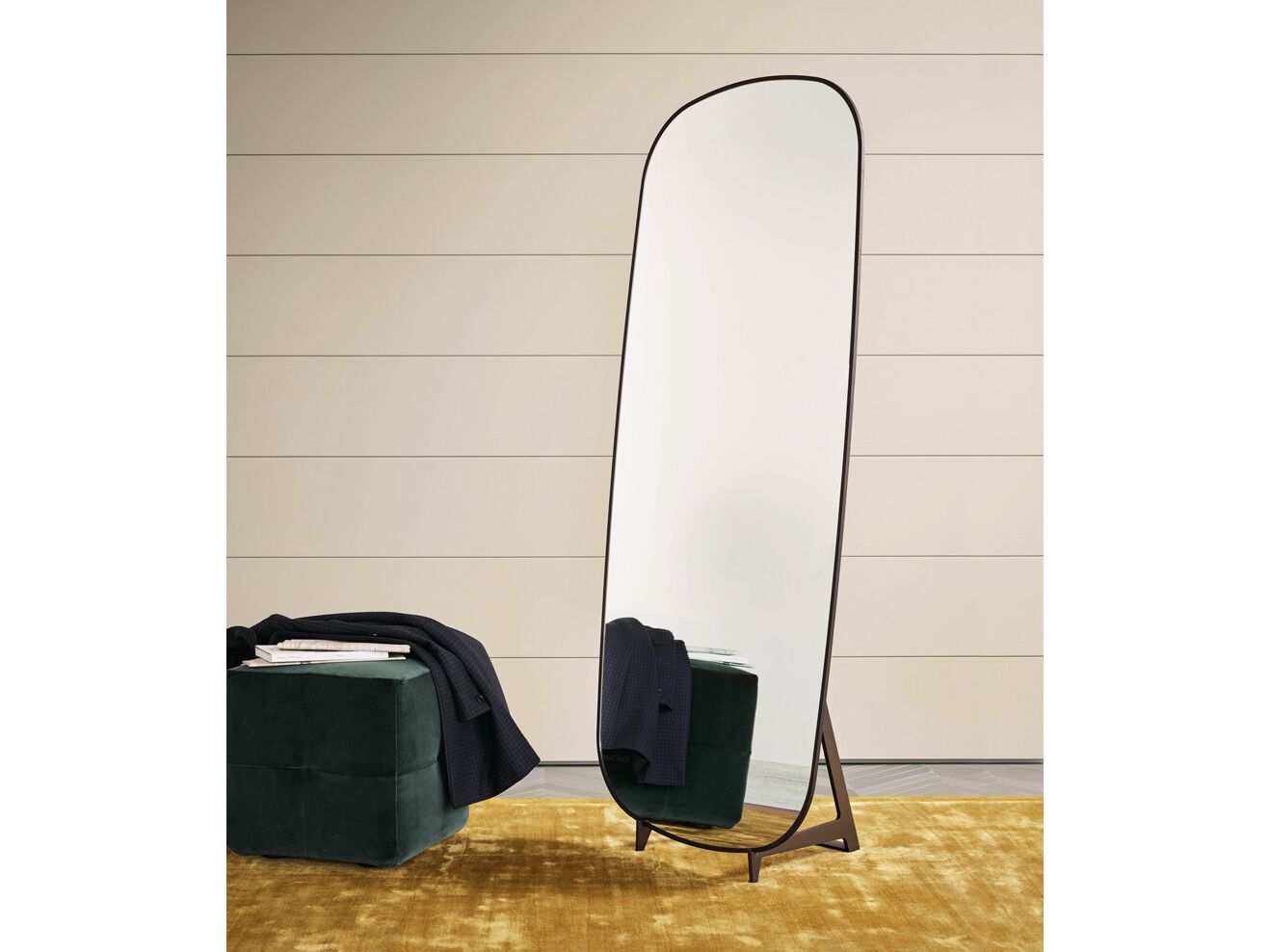 AUDREY Freestanding rectangular framed wooden mirror By Poliform ...
