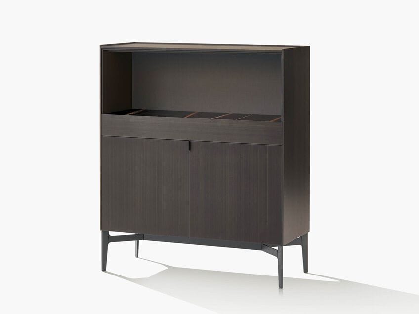 CODE Low wooden TV cabinet with drawers By Poliform