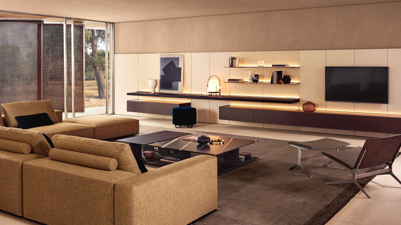 CODE Sectional wooden storage wall By Poliform