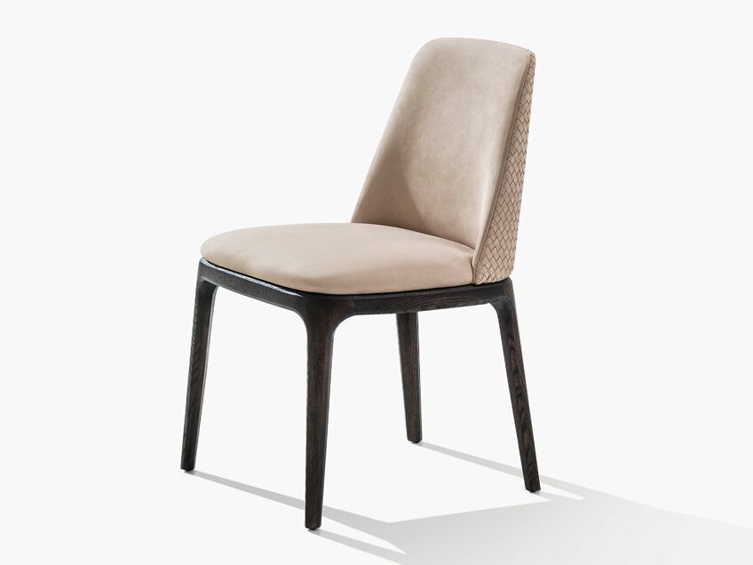 GRACE Leather chair with armrests By Poliform | design Emmanuel Gallina