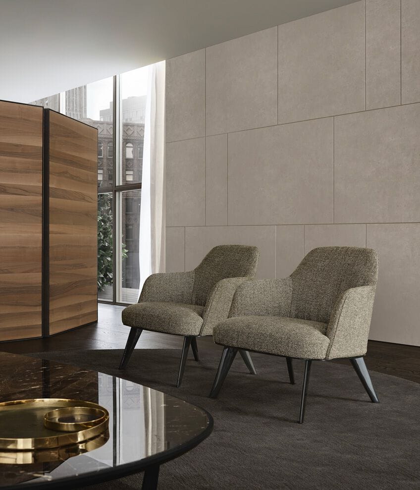 JANE Fabric armchair with armrests By Poliform | design Emmanuel Gallina