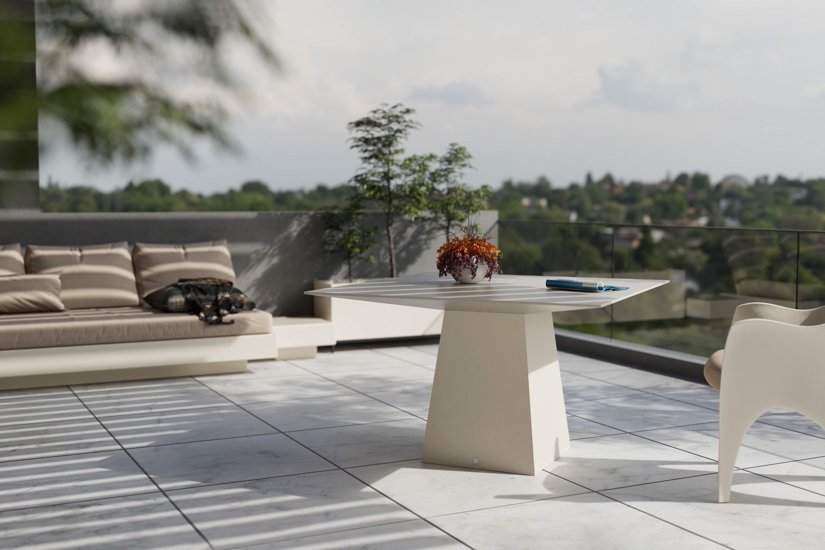 QUADRA Square fiberglass dining table By GANSK