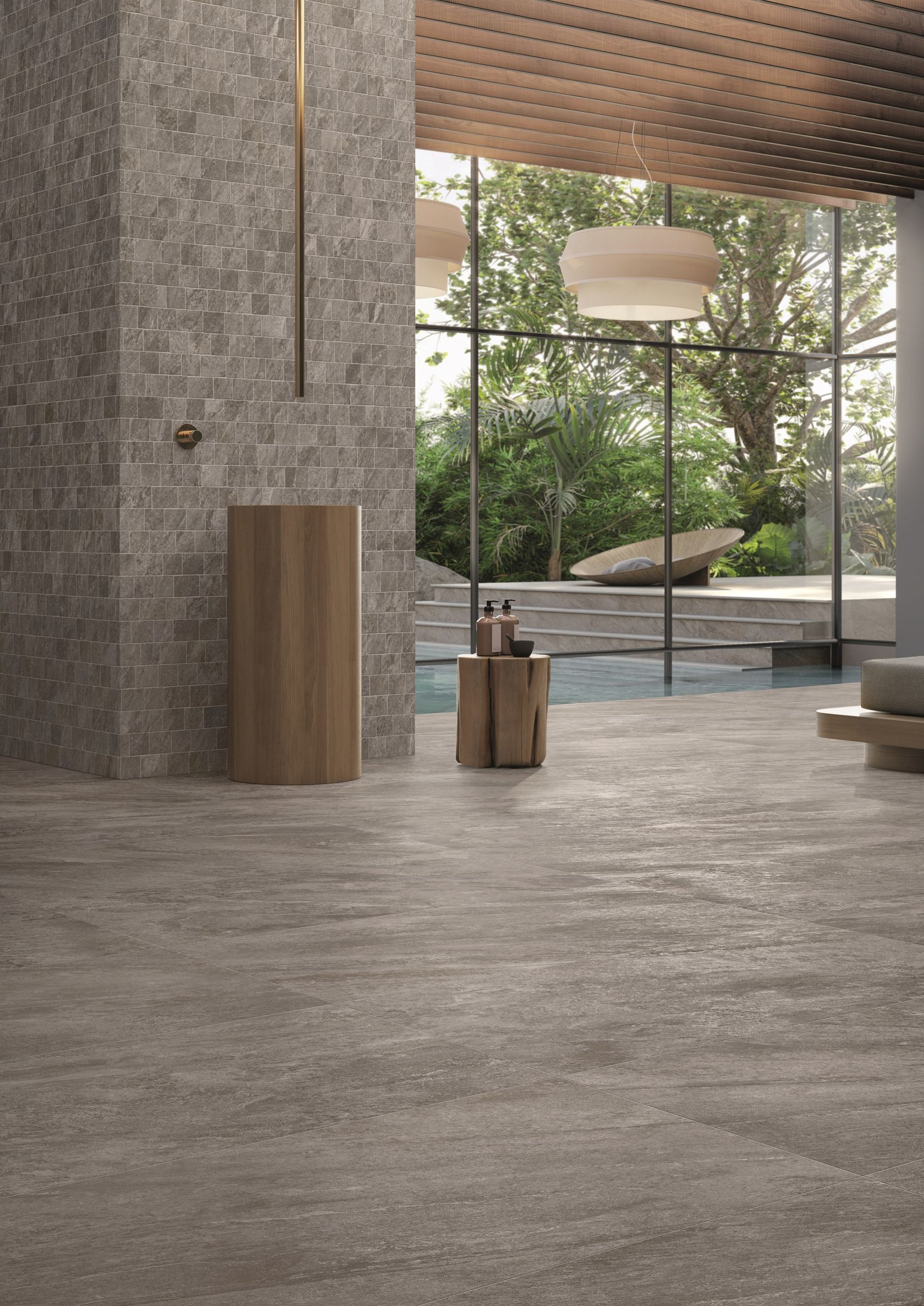 Pavimento/rivestimento in gres porcellanato effetto pietra QUARTZ ...