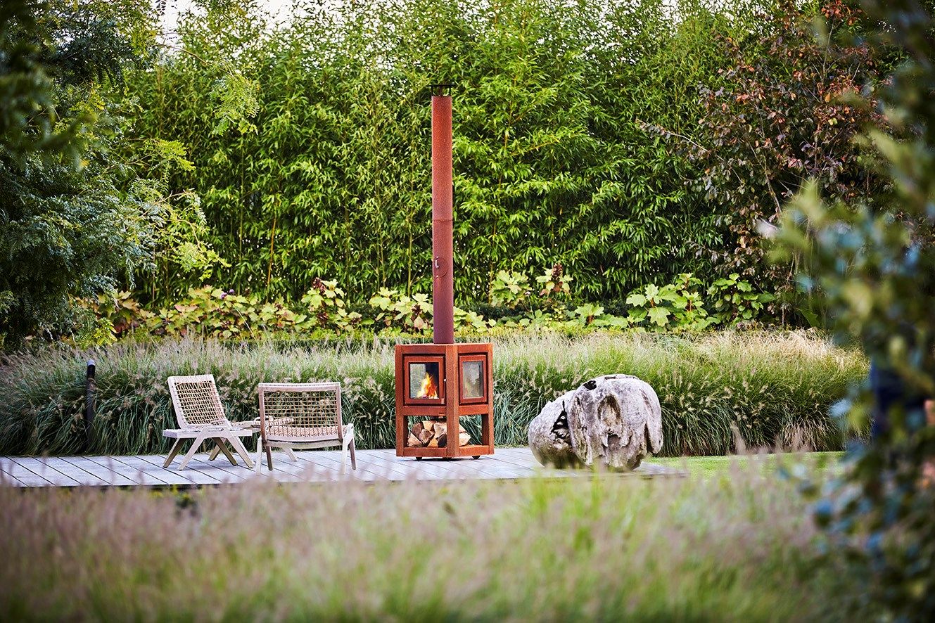 QUARUBA L MOBILE Wood-burning outdoor freestanding Corten™ fireplace By ...