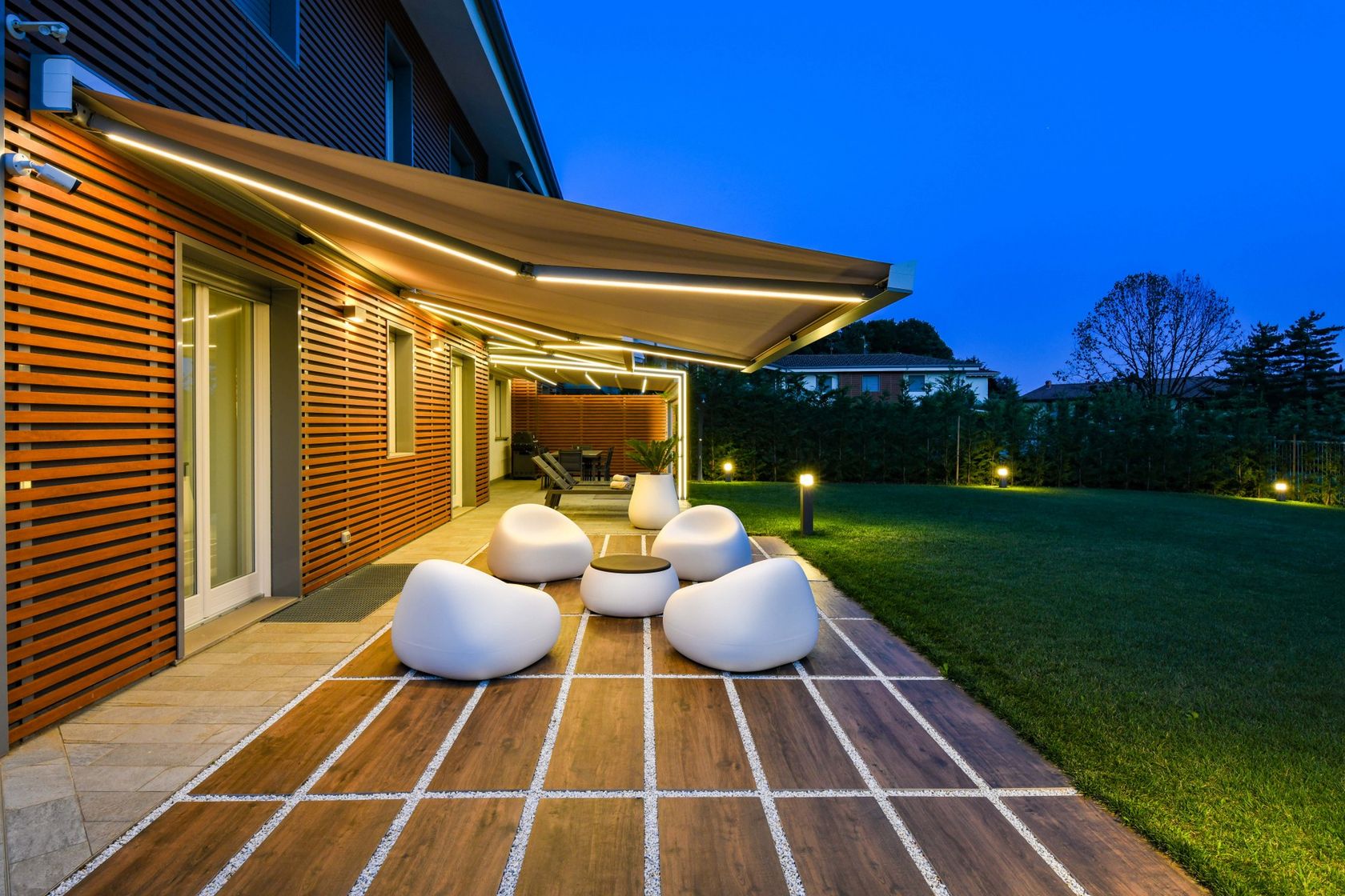 BOX AWNINGS Box motorized Folding arm awning By KE Outdoor Design