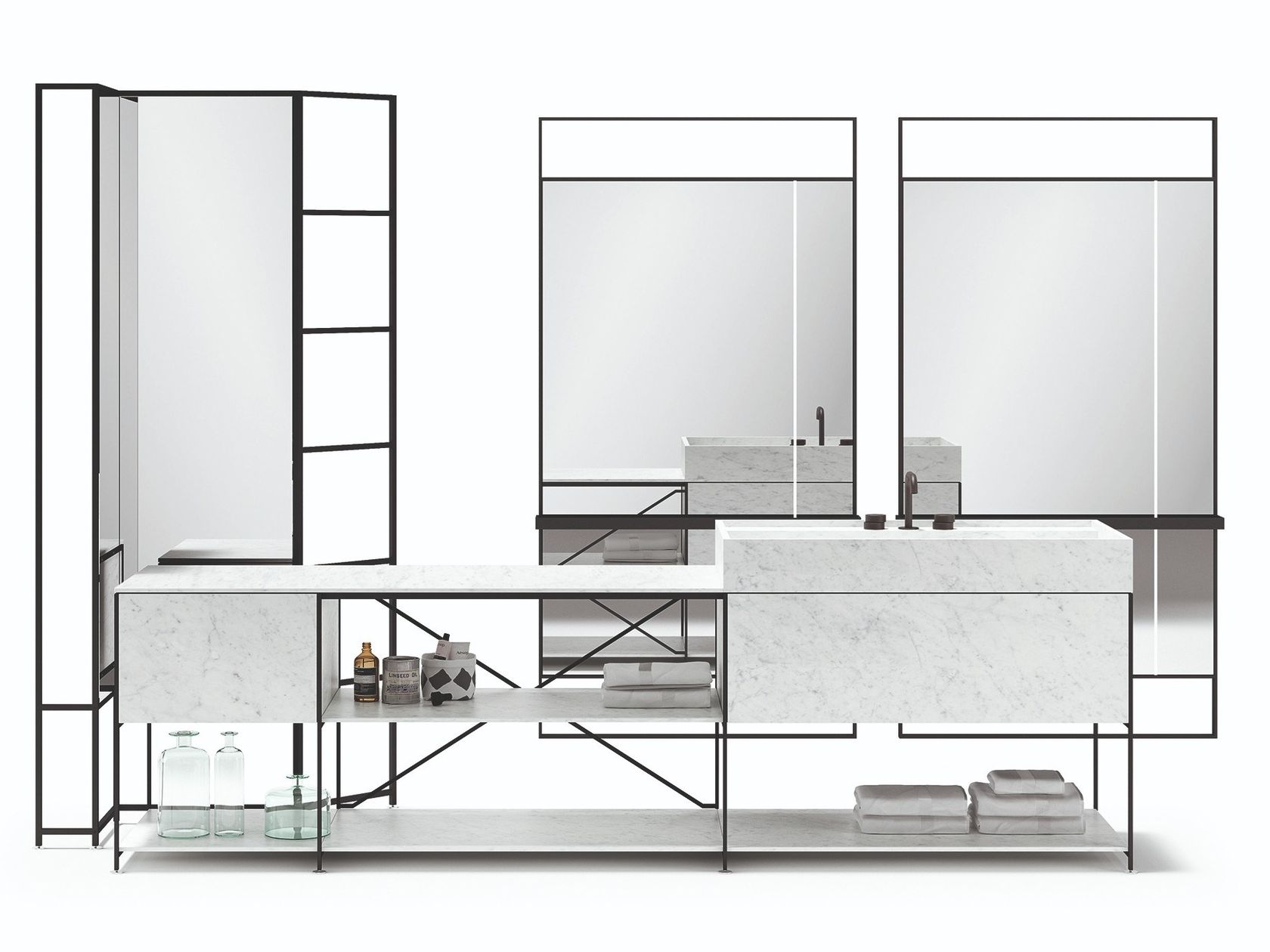 R.I.G. MODULES - BATHROOM 01 Sectional vanity unit By DE PADOVA ...