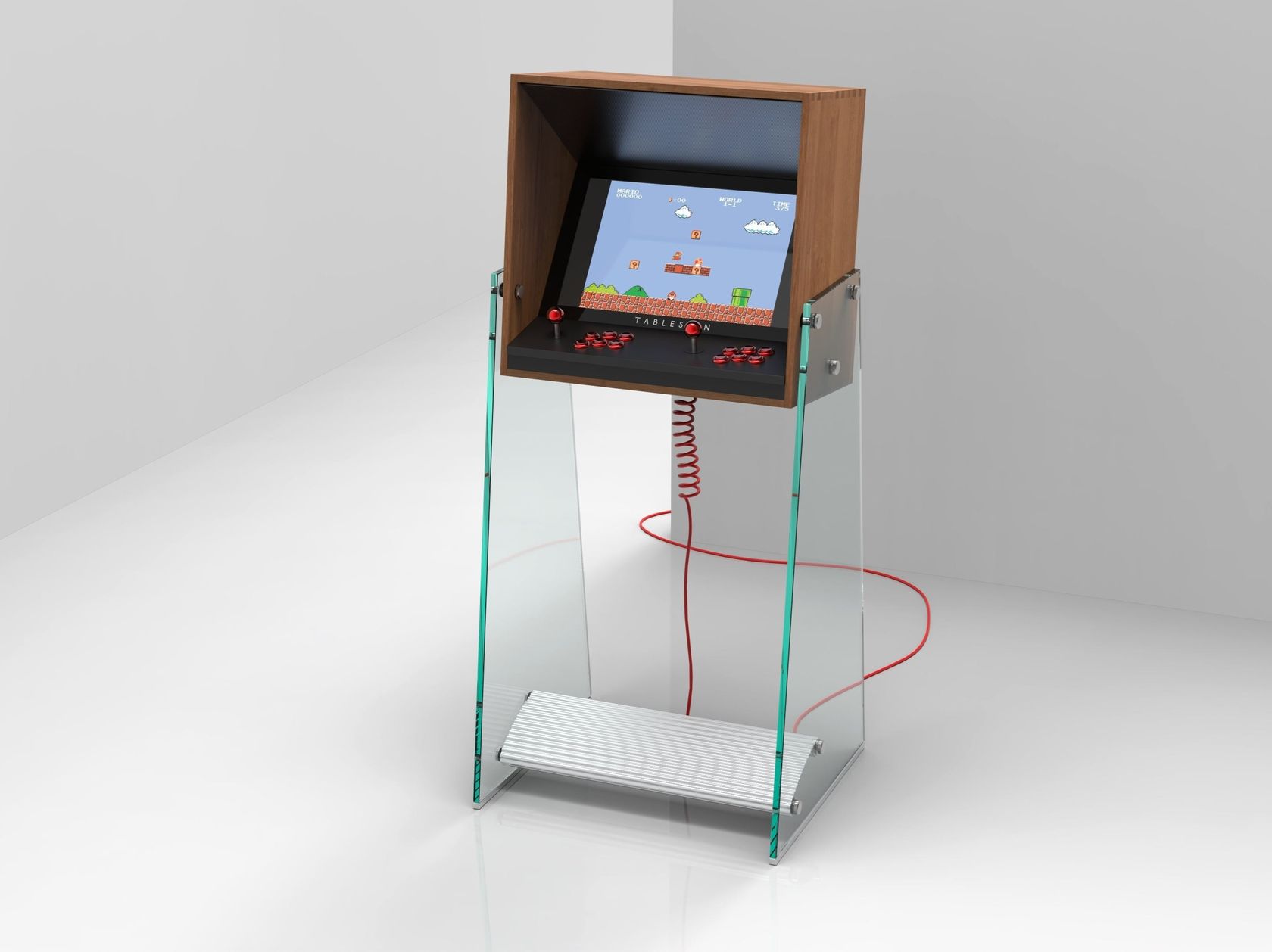 RANK Wood and glass arcade cabinet By Tableswin | design Marc Sadler