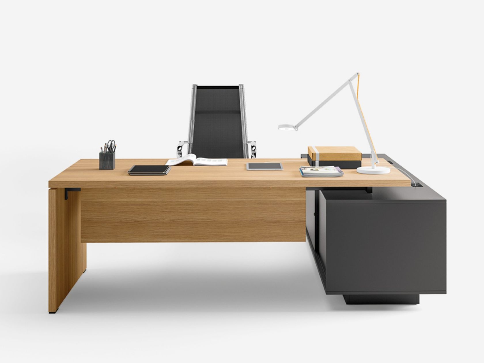 L-shaped sectional executive desk REPORT By Sinetica design Baldanzi ...