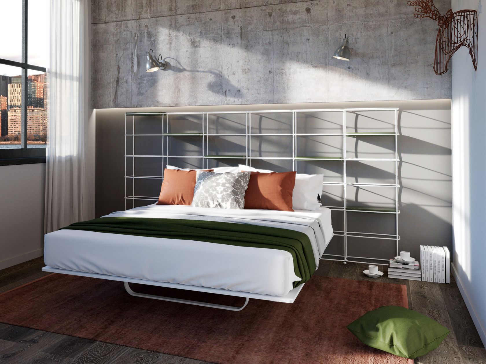 Bookcase bed in solid iron rod forged by hand RETTANGOLO By Barel ...