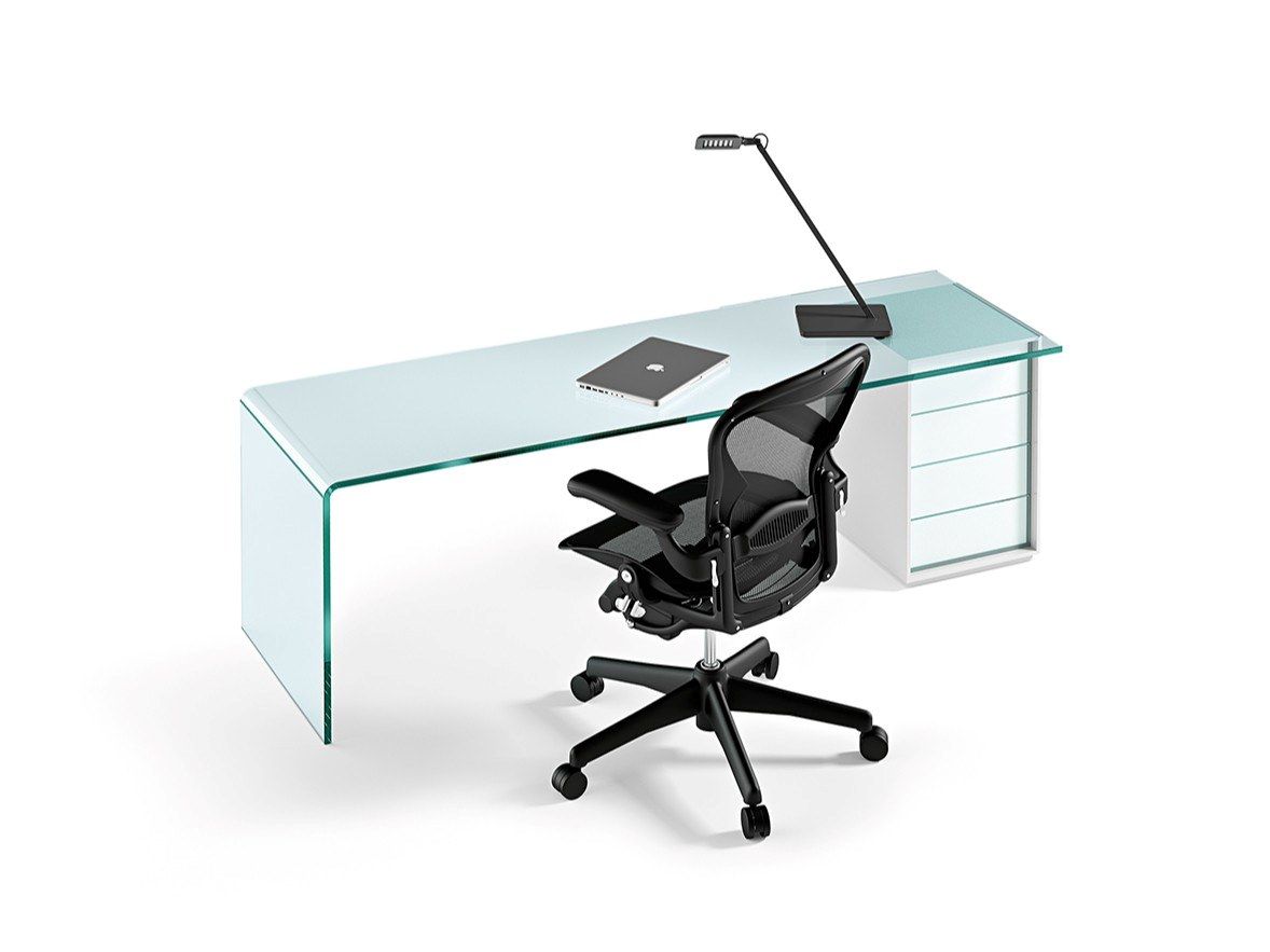 RIALTO L | Writing desk with drawers Glass office desk with drawers By ...