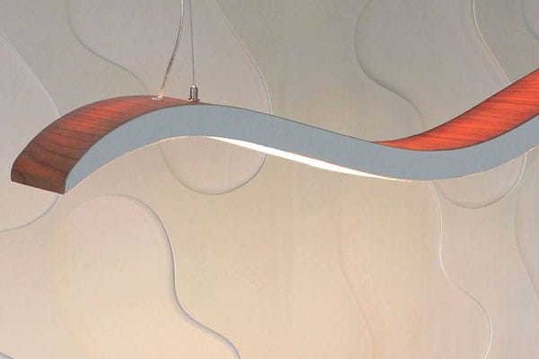 LED direct-indirect light wood veneer pendant lamp RIBBON By Lampa