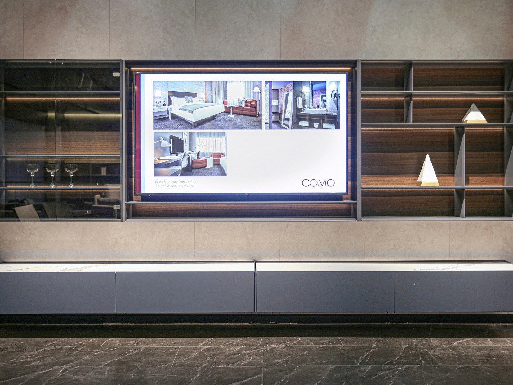 RIC Wall-mounted TV wall system By Como Furniture | design F&F studio
