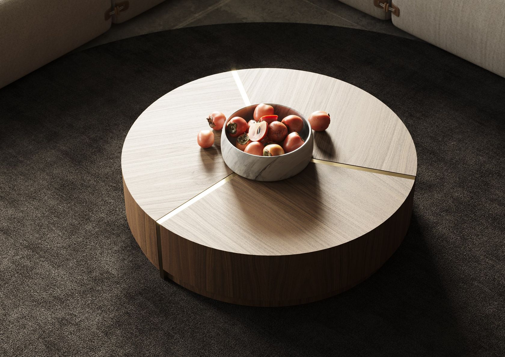 RIGA Low round wooden coffee table By Laskasas