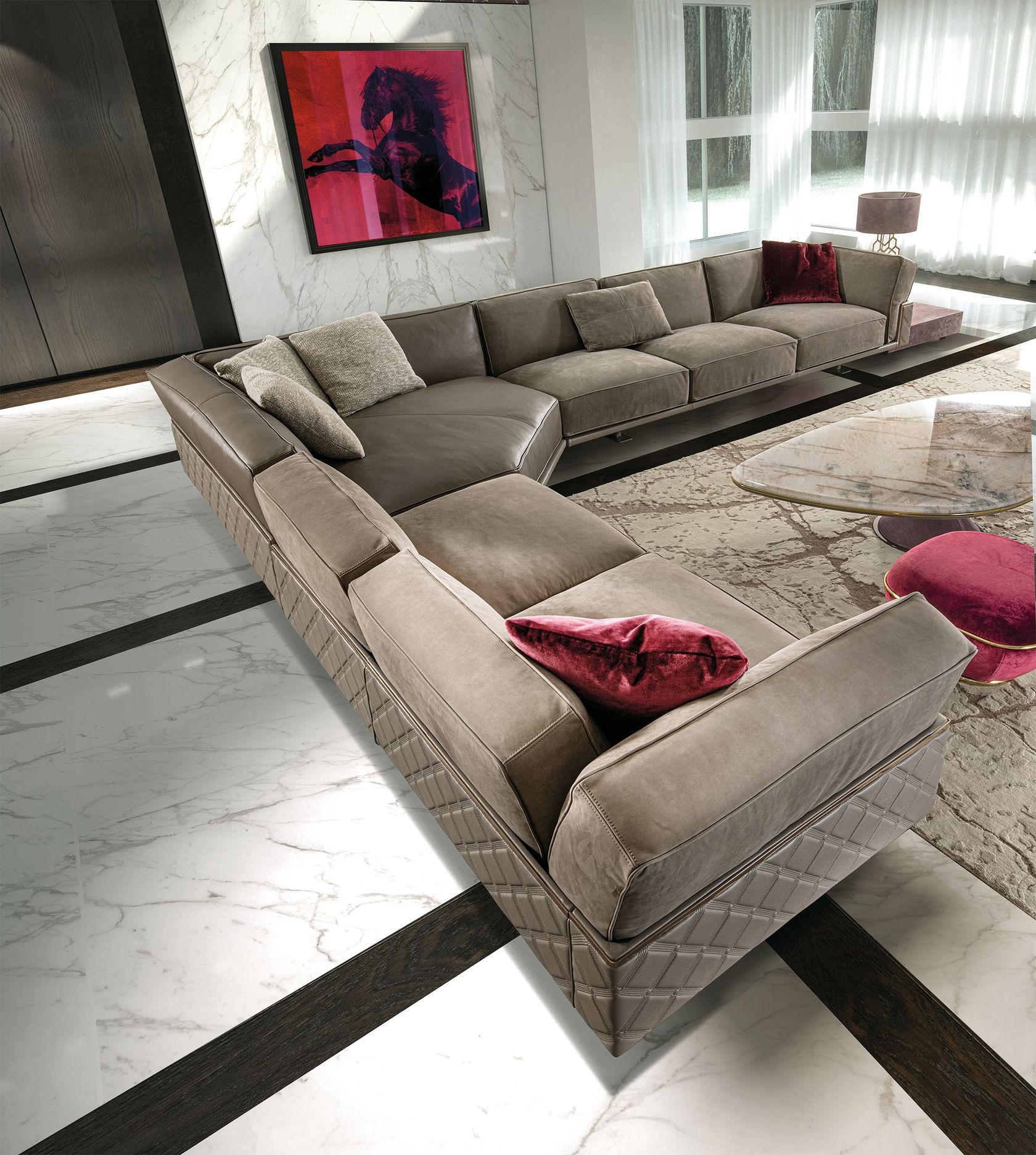 RITUAL Corner leather sofa By Longhi | design Giuseppe Viganò