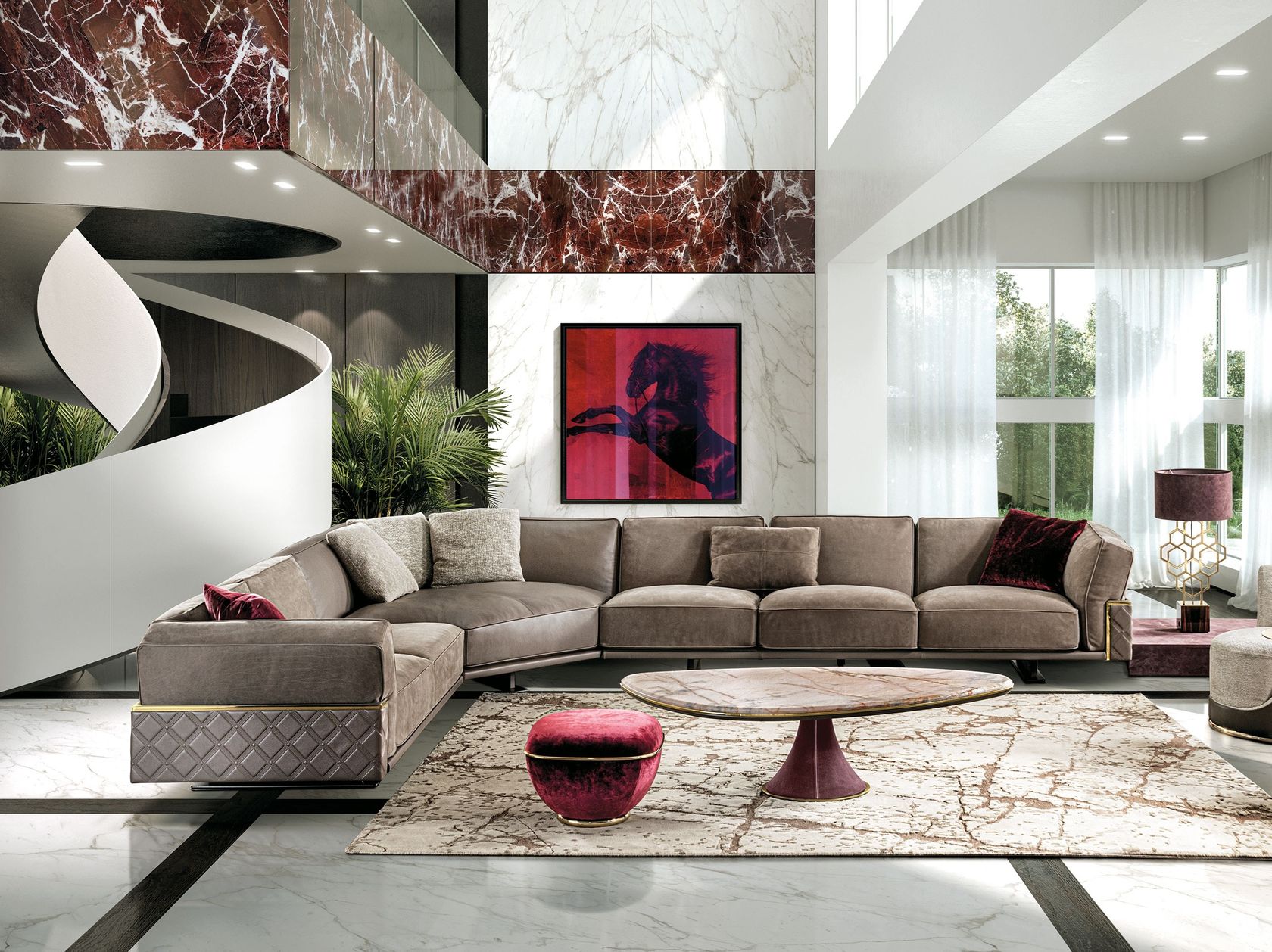 RITUAL Corner leather sofa By Longhi | design Giuseppe Viganò