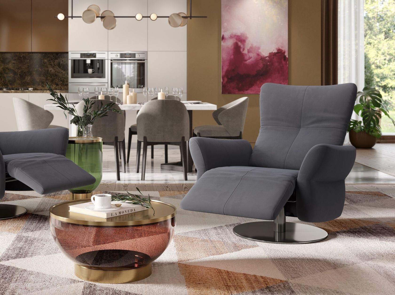 RIVELLO Swivel fabric armchair with armrests By Sofanella