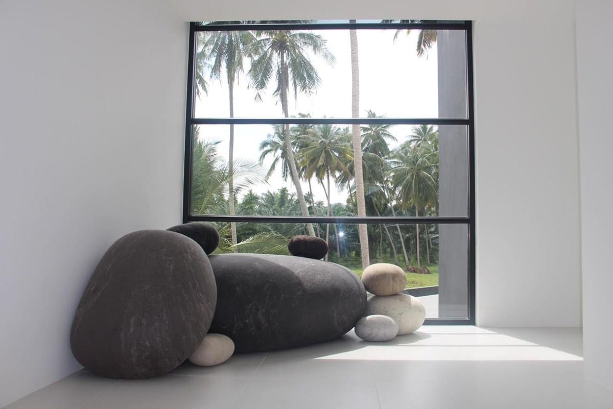 Wool felt pouf ROCK CUSHION By Ronel Jordaan