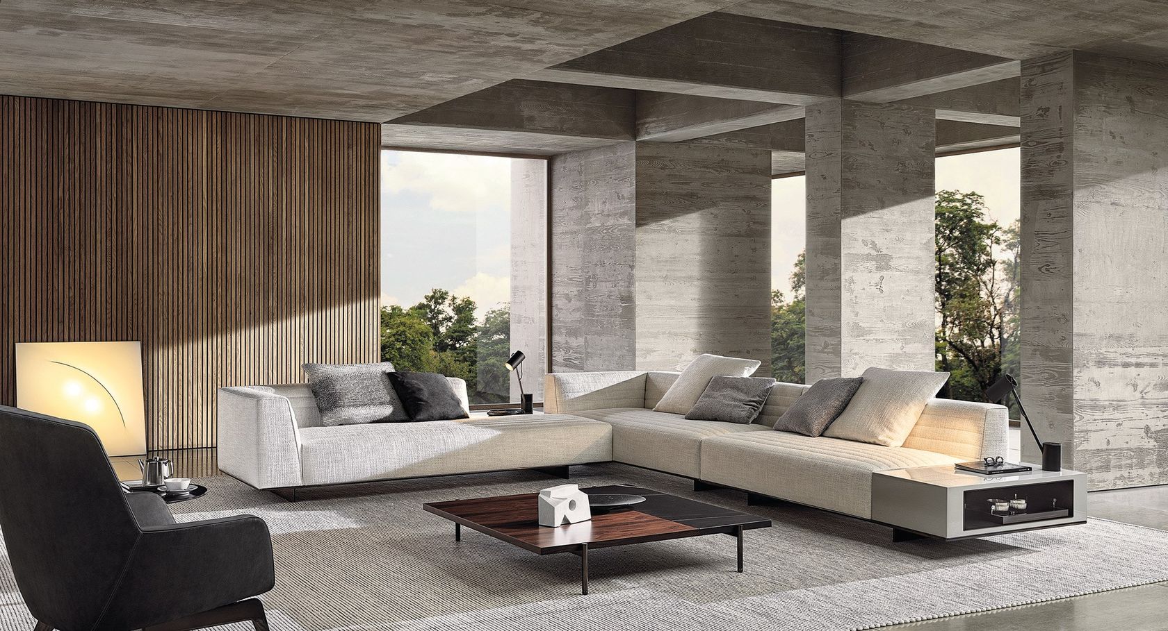 ROGER Sectional fabric sofa By Minotti | design Rodolfo Dordoni