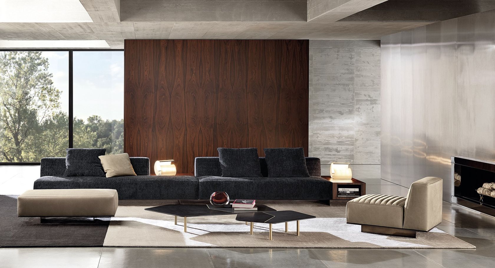 ROGER Sectional fabric sofa By Minotti | design Rodolfo Dordoni