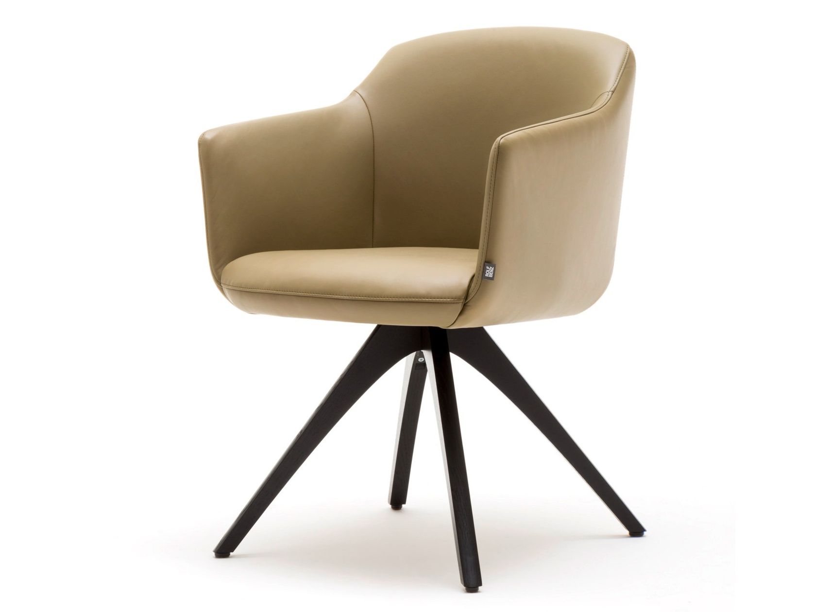 ROLF BENZ 640 | Leather chair Trestle-based leather chair with armrests ...