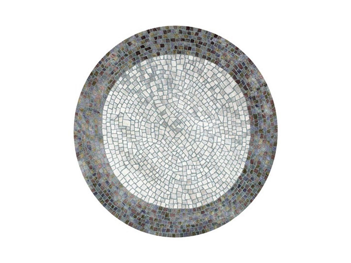 Round rug with geometric shapes ROMAN POND MOSAIC By Deirdre Dyson