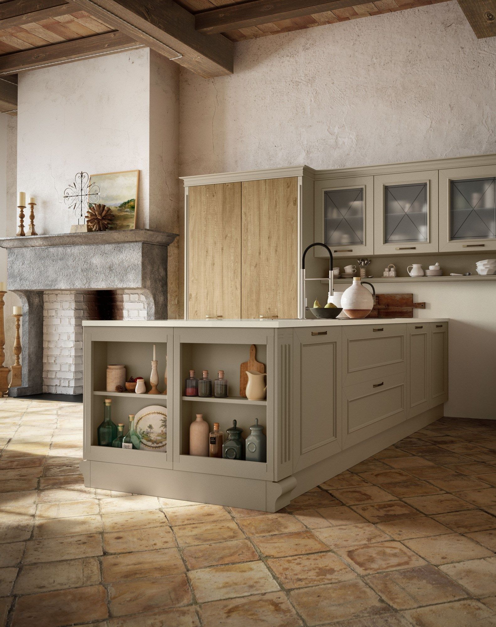 Cucina con penisola ROMANTICA 04 By Febal Casa