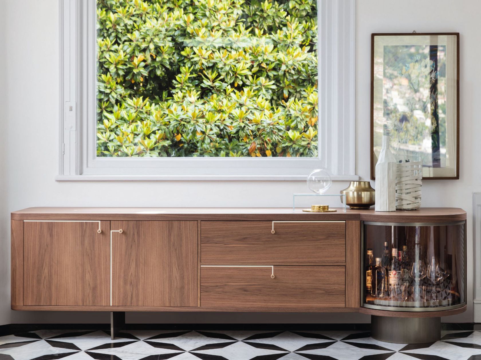 RONDÒ 2 Walnut sideboard / bar cabinet By Porada | design Umberto Asnago