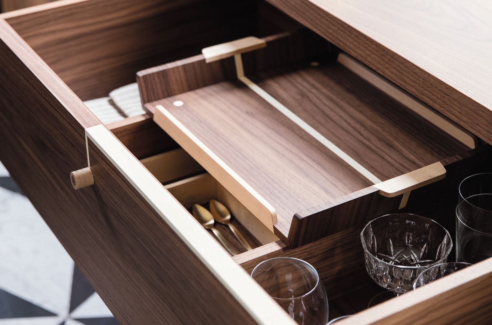 RONDÒ 2 Walnut sideboard / bar cabinet By Porada | design Umberto Asnago