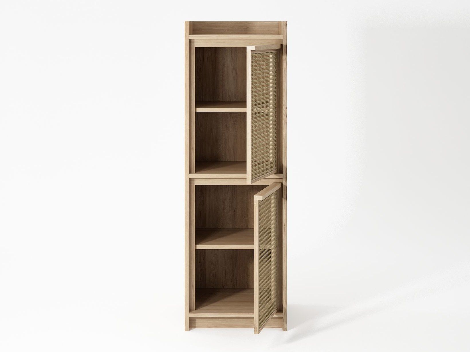 ROOTS Solid wood and rattan highboard with doors By KARPENTER | design ...