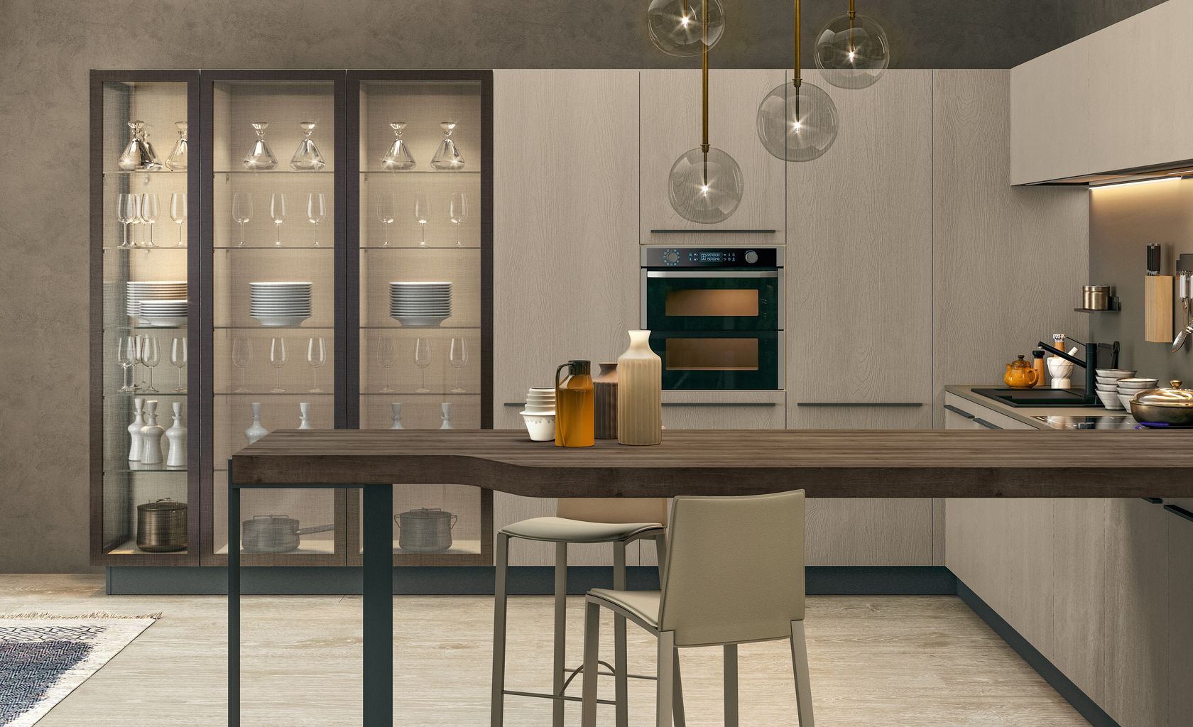 Fitted kitchen ROUND BRIDGE 3 Round Collection By Cucine Lube