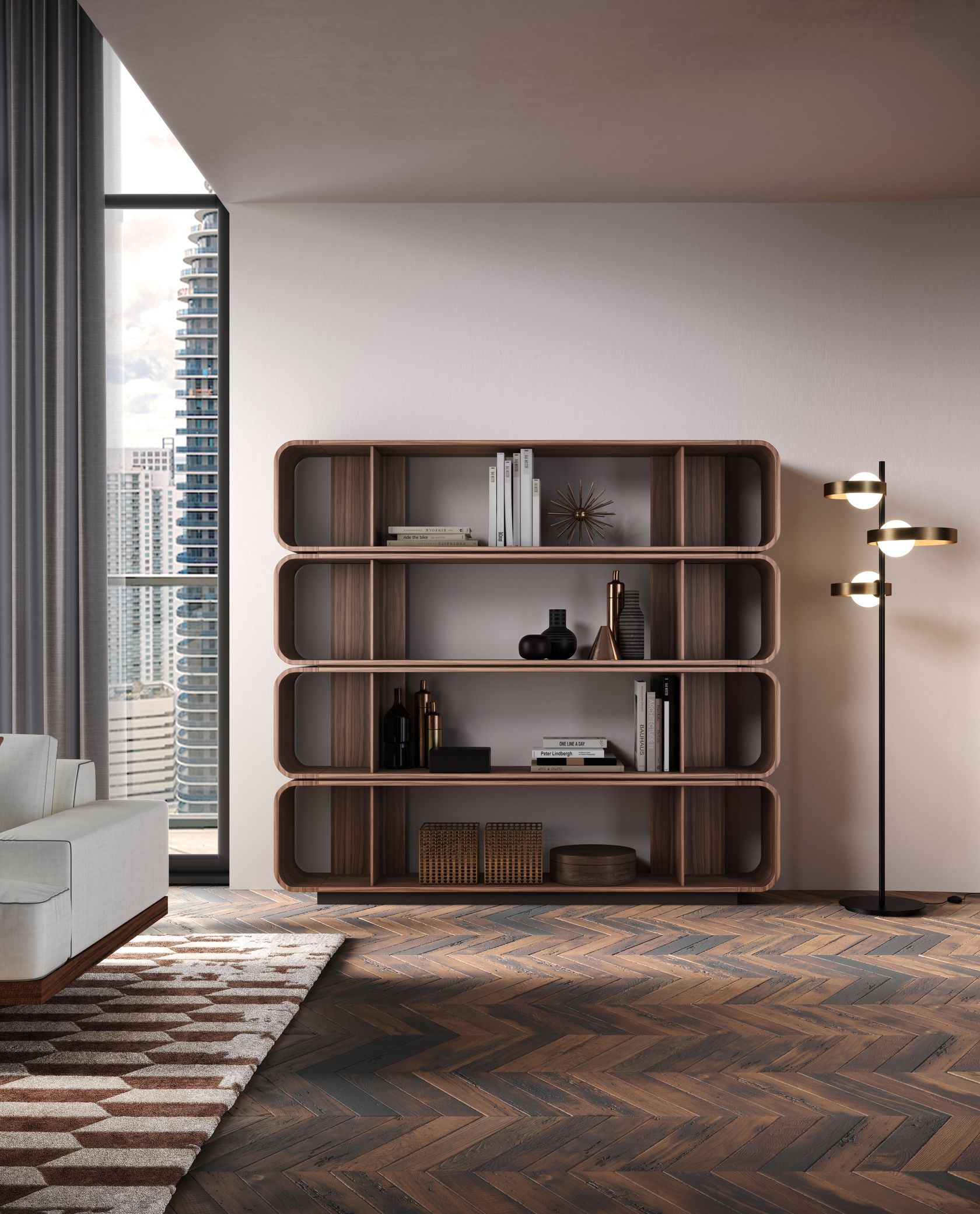 Open double-sided wooden bookcase ROUND UP 180 Round Up Collection By ...