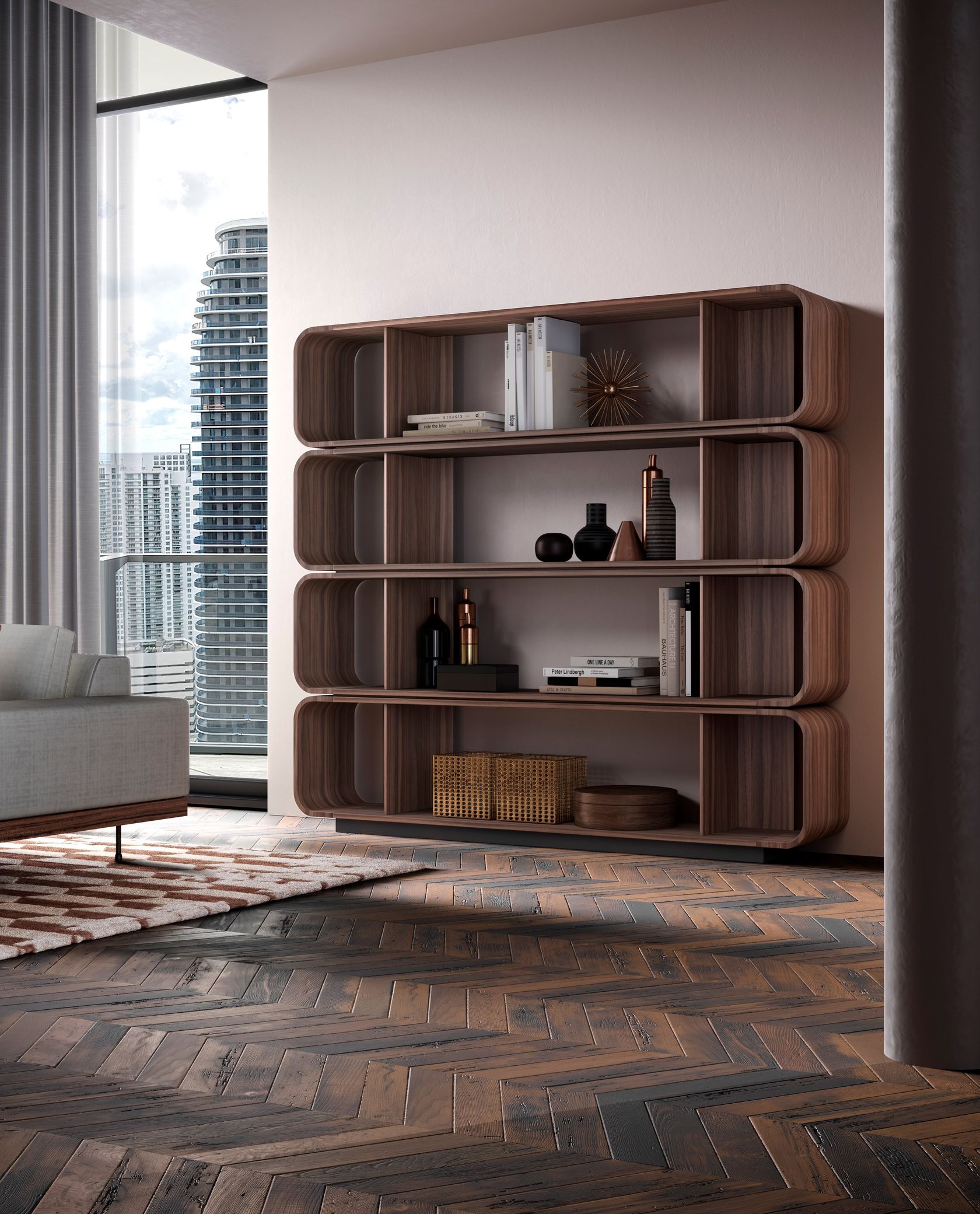 Open double-sided wooden bookcase ROUND UP 180 Round Up Collection By ...