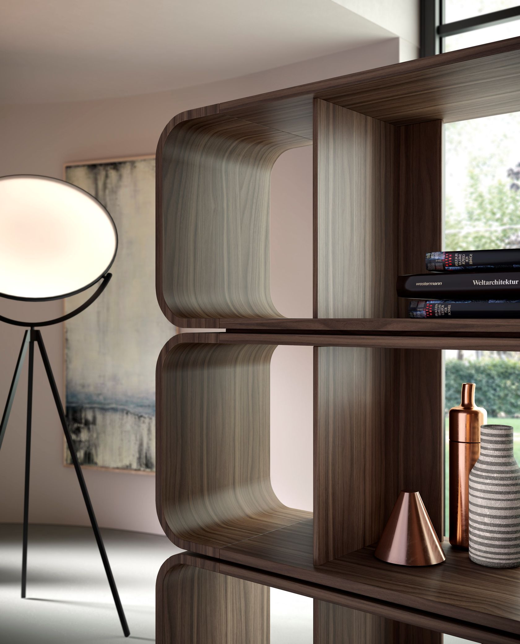 Open double-sided wooden bookcase ROUND UP 240 Round Up Collection By ...