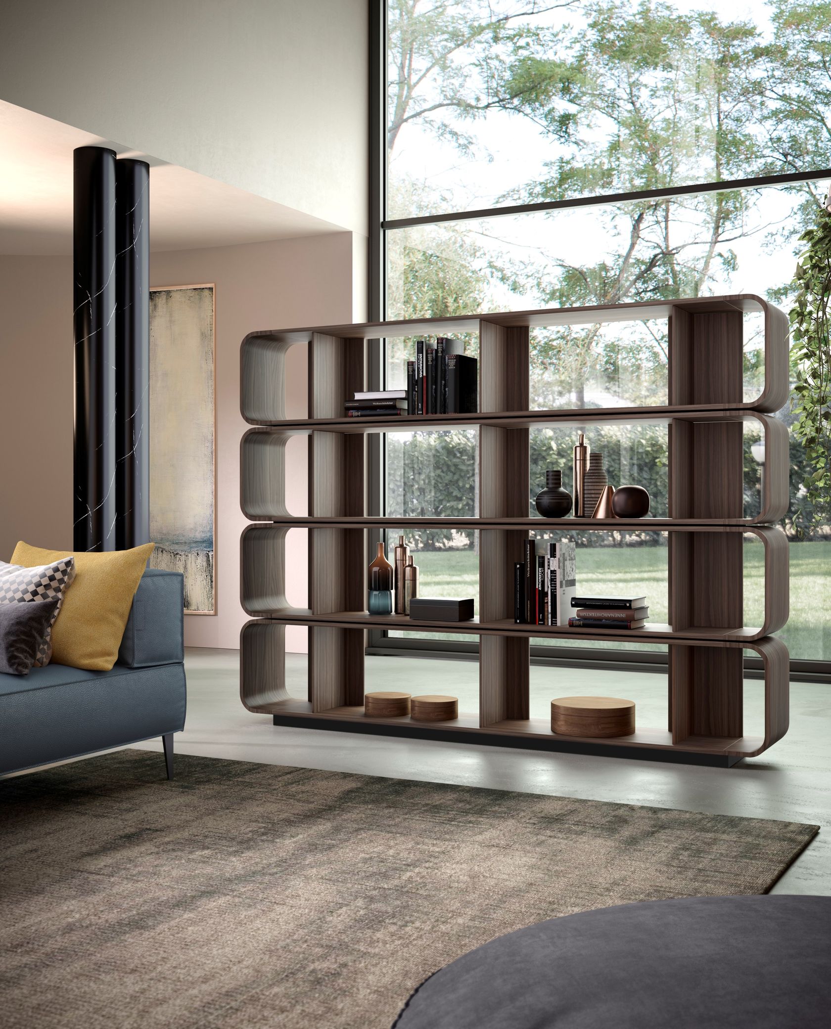 Open double-sided wooden bookcase ROUND UP 240 Round Up Collection By ...