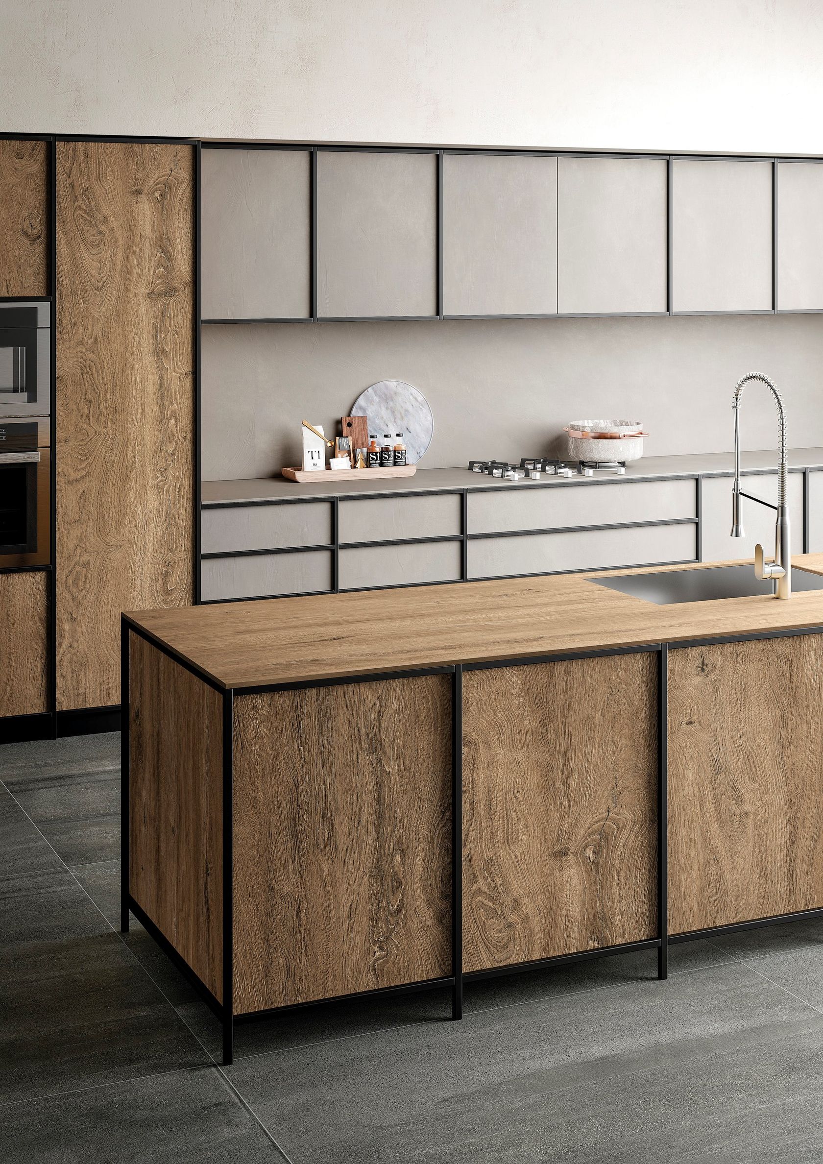 Porcelain stoneware kitchen worktop with wood effect ROVERE BAIO By ...