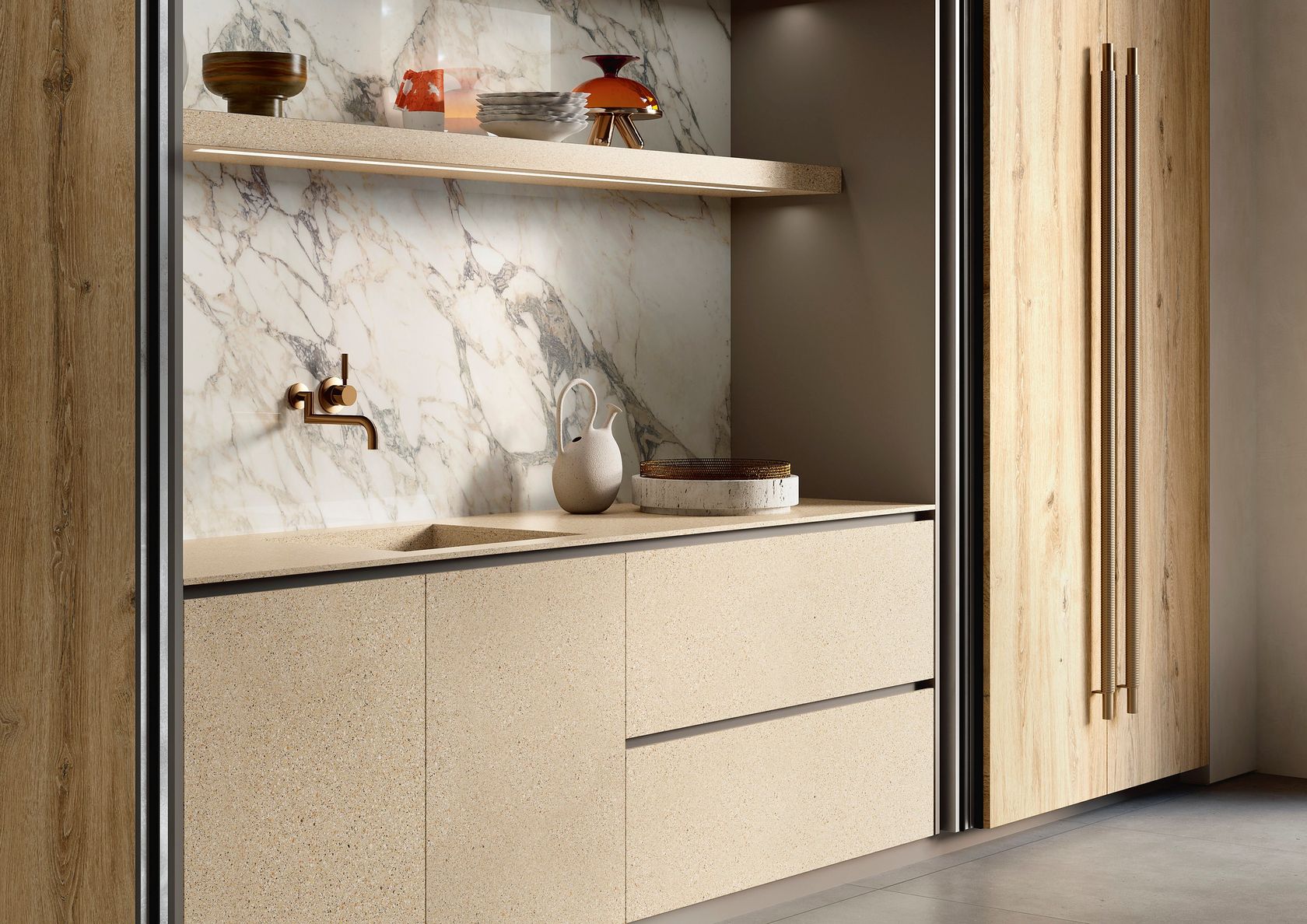 Top cucina in gres porcellanato effetto legno ROVERE BUCKSKIN ...