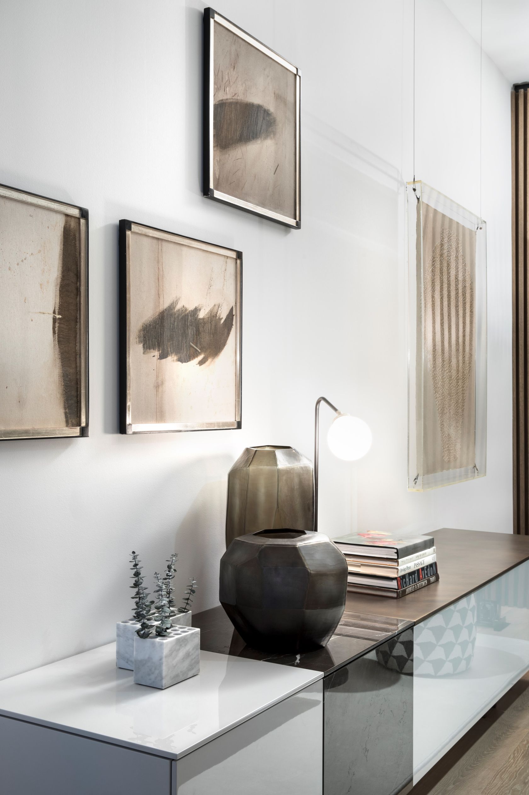 RUBEN Suspended brass sideboard with doors By Meridiani | design Andrea ...