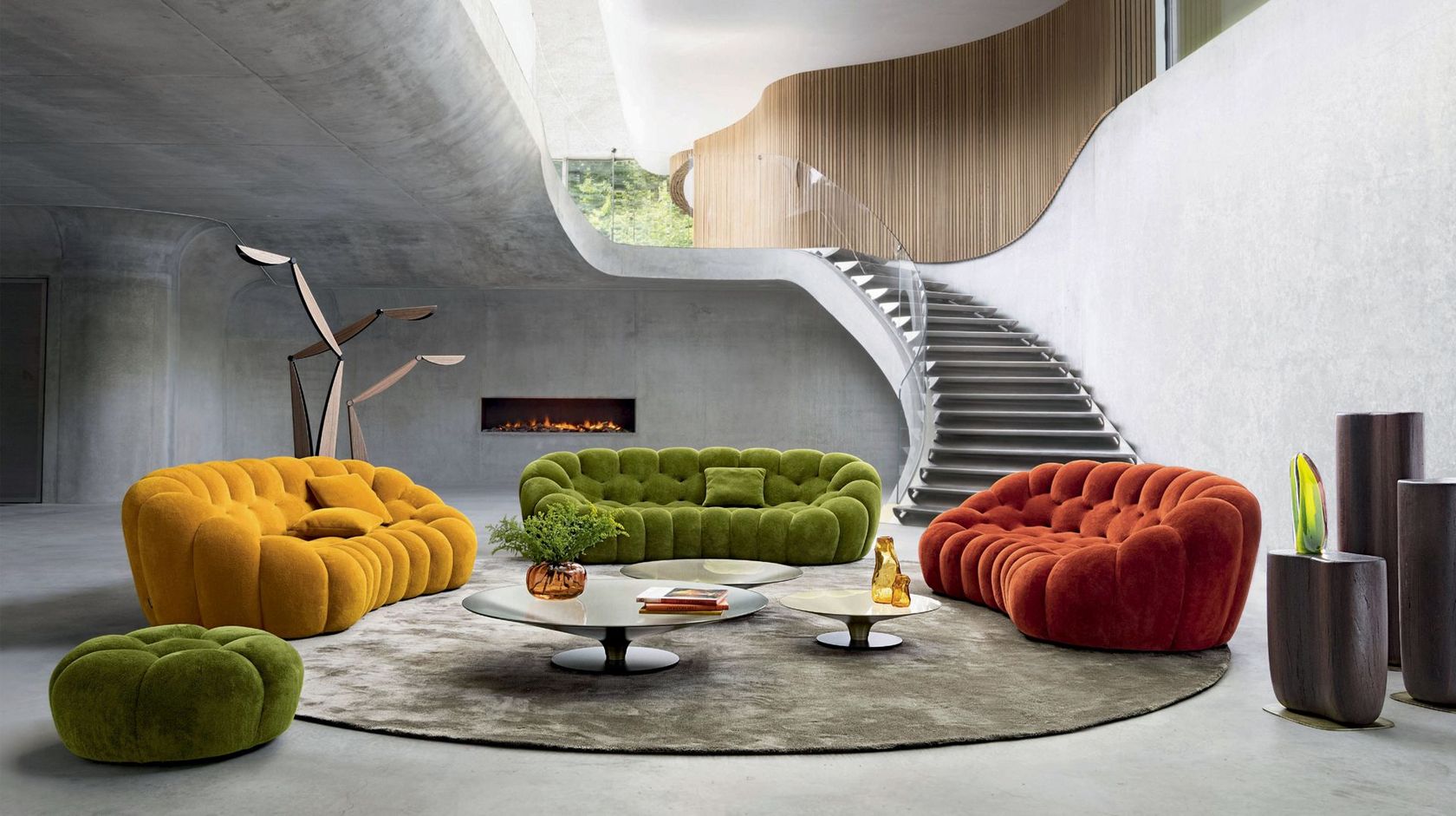 BUBBLE 2 4 seater fabric sofa By Roche Bobois | design Sacha Lakic