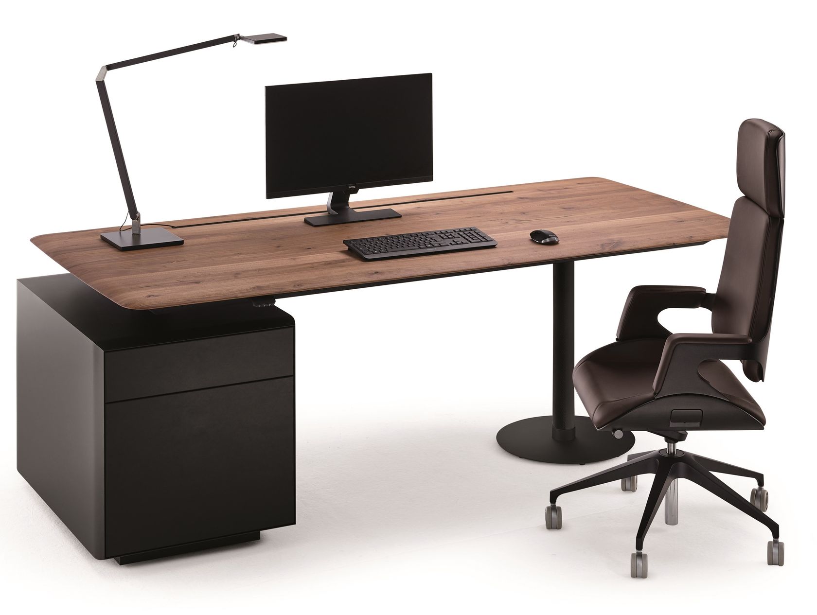 S100 DESK Height-adjustable L-shaped office desk with shelves By YOMEI ...