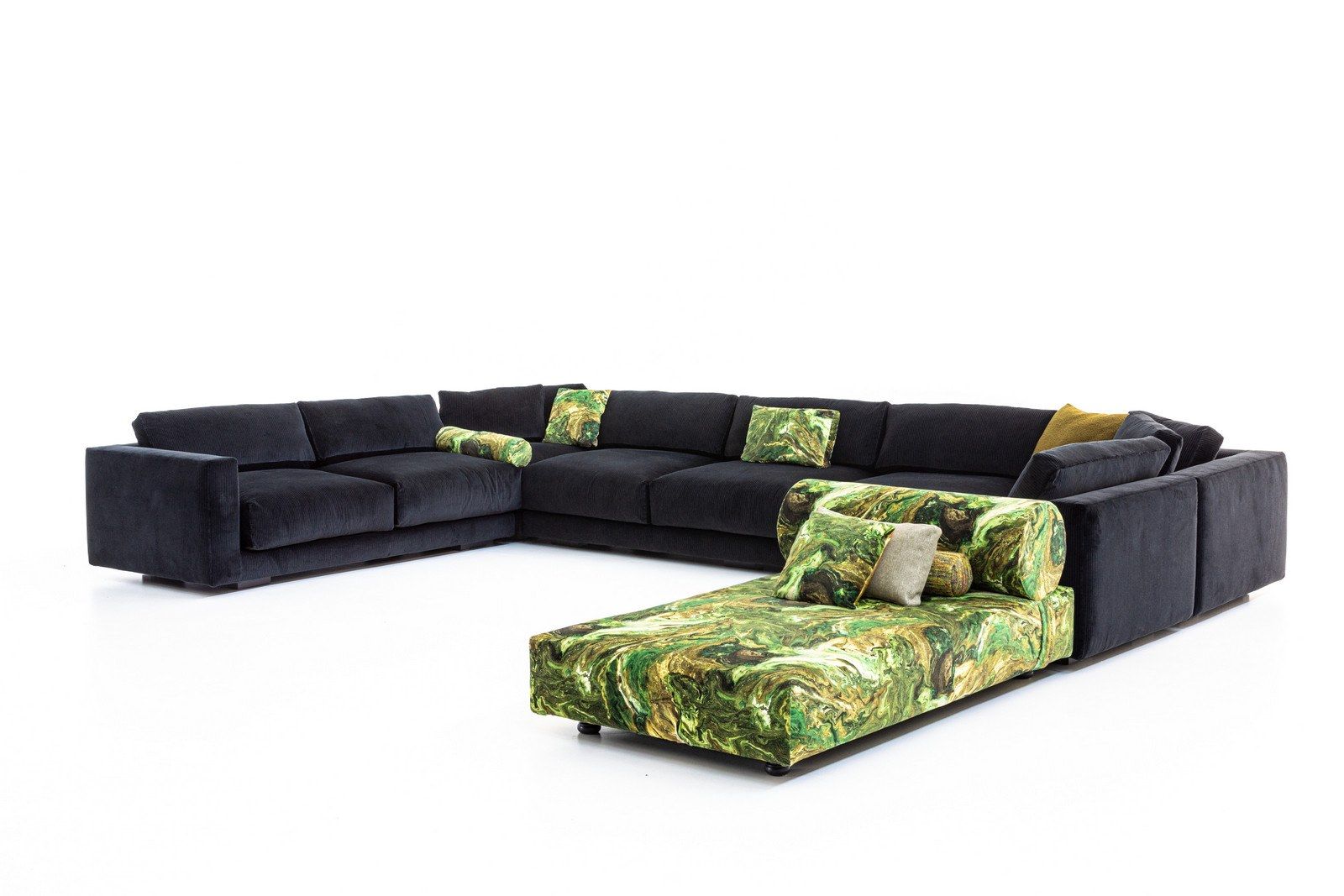 SALON NANÀ Fabric sofa with chaise longue By Moroso | design Annabel ...