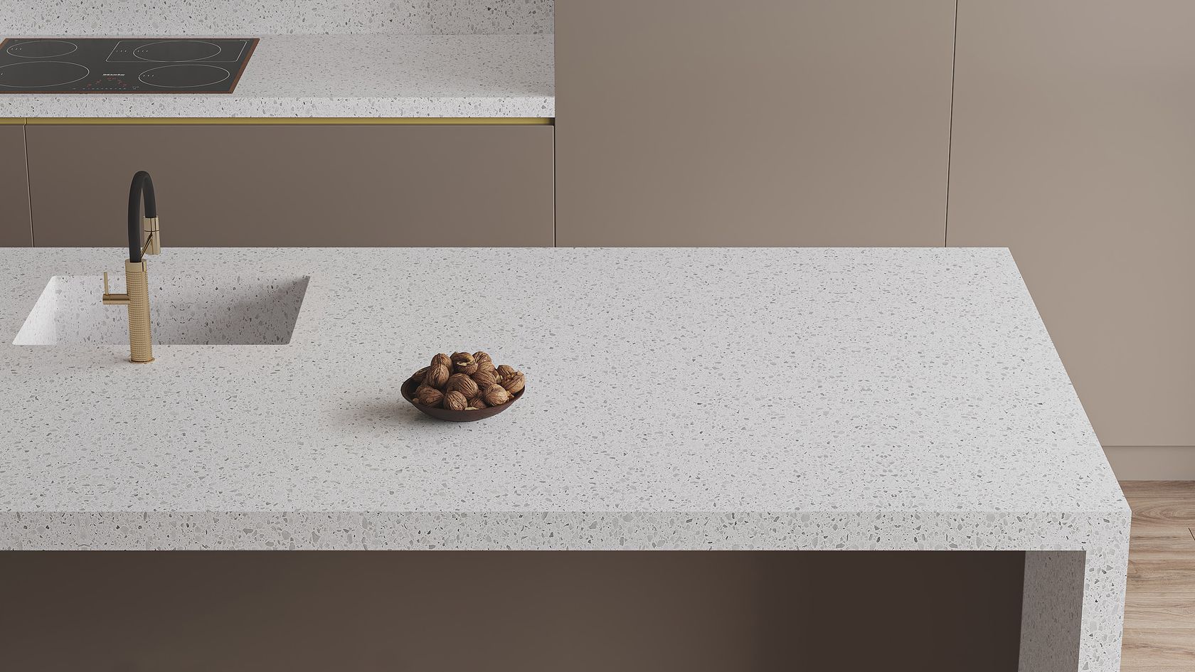 Reconstructed stone kitchen worktop SANTORINI By Quantra Quartz