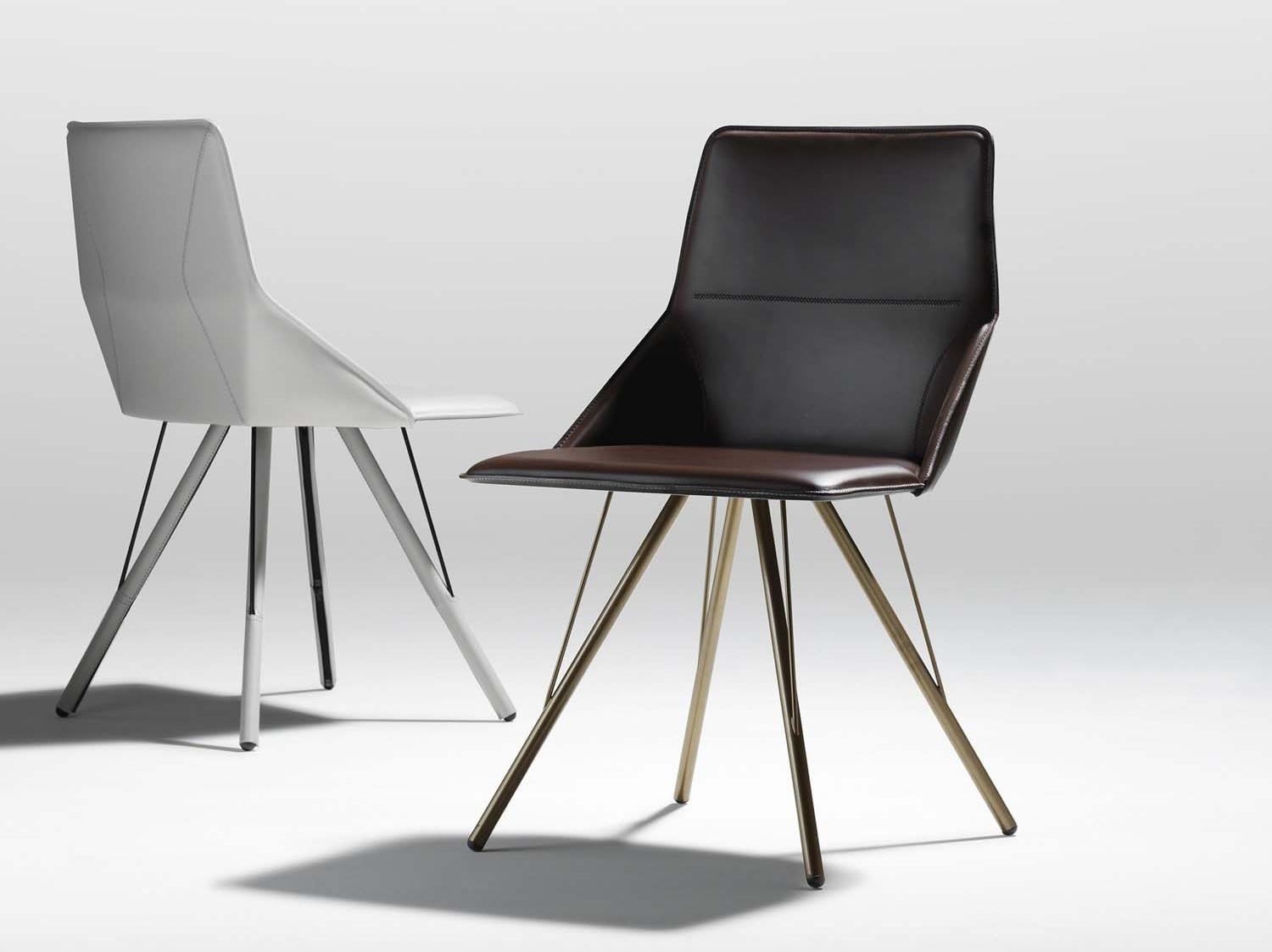 Upholstered tanned leather chair SAX By Esedra design Studio Memo