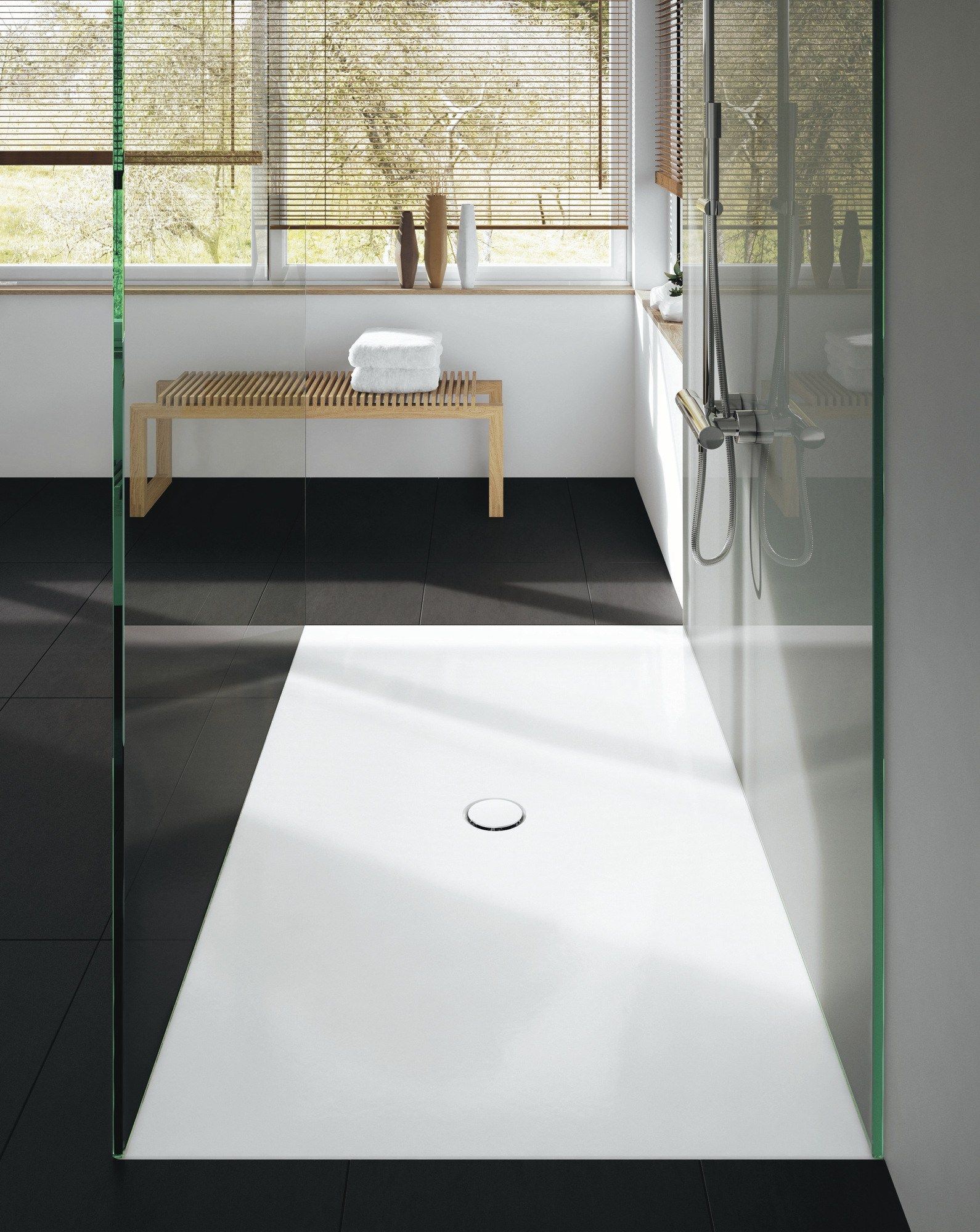 Flush fitting rectangular enamelled steel shower tray SCONA By Kaldewei