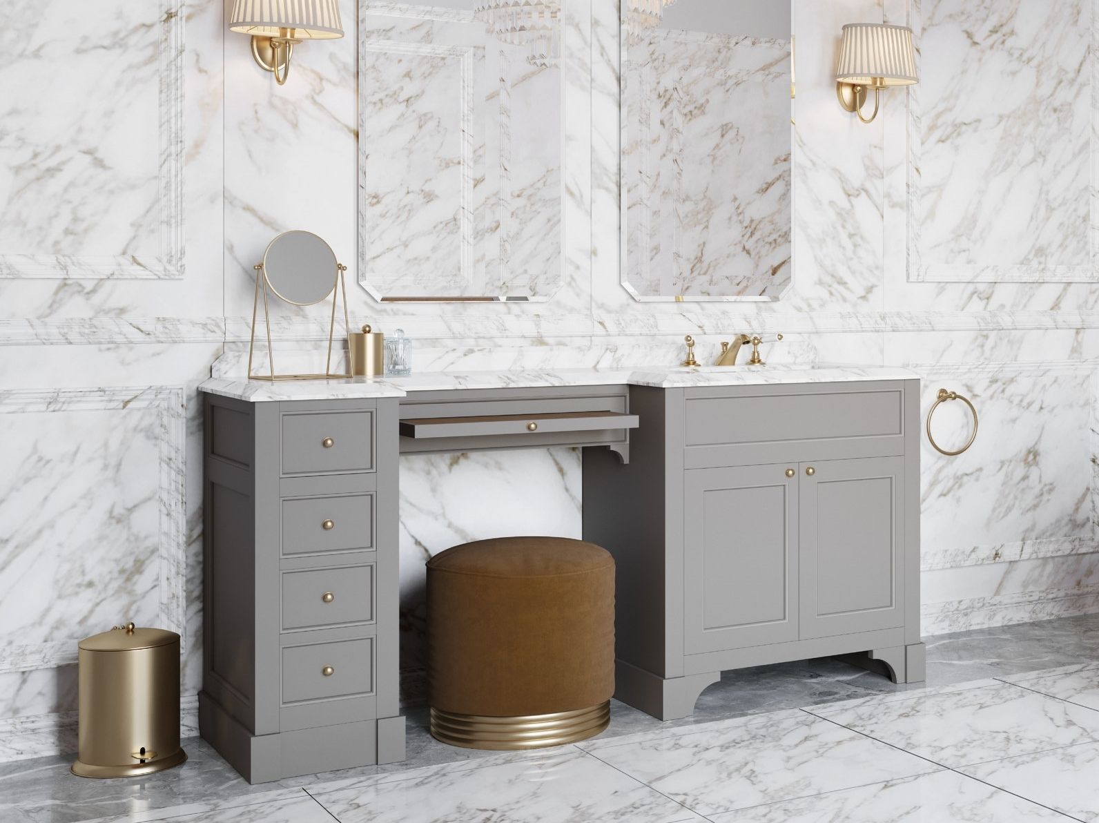 SEASON VANITY Wooden dressing table / vanity unit with marble top By ...