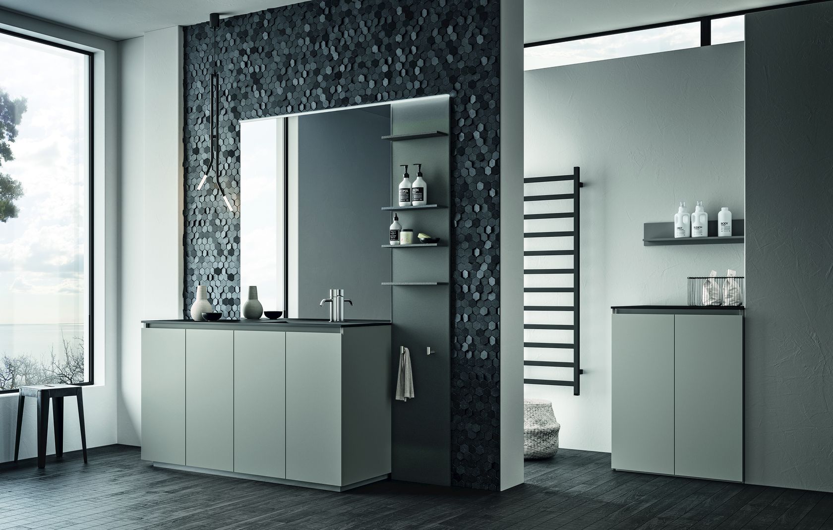 SEGNO Mobile bagno con base portalavatrice By Cerasa