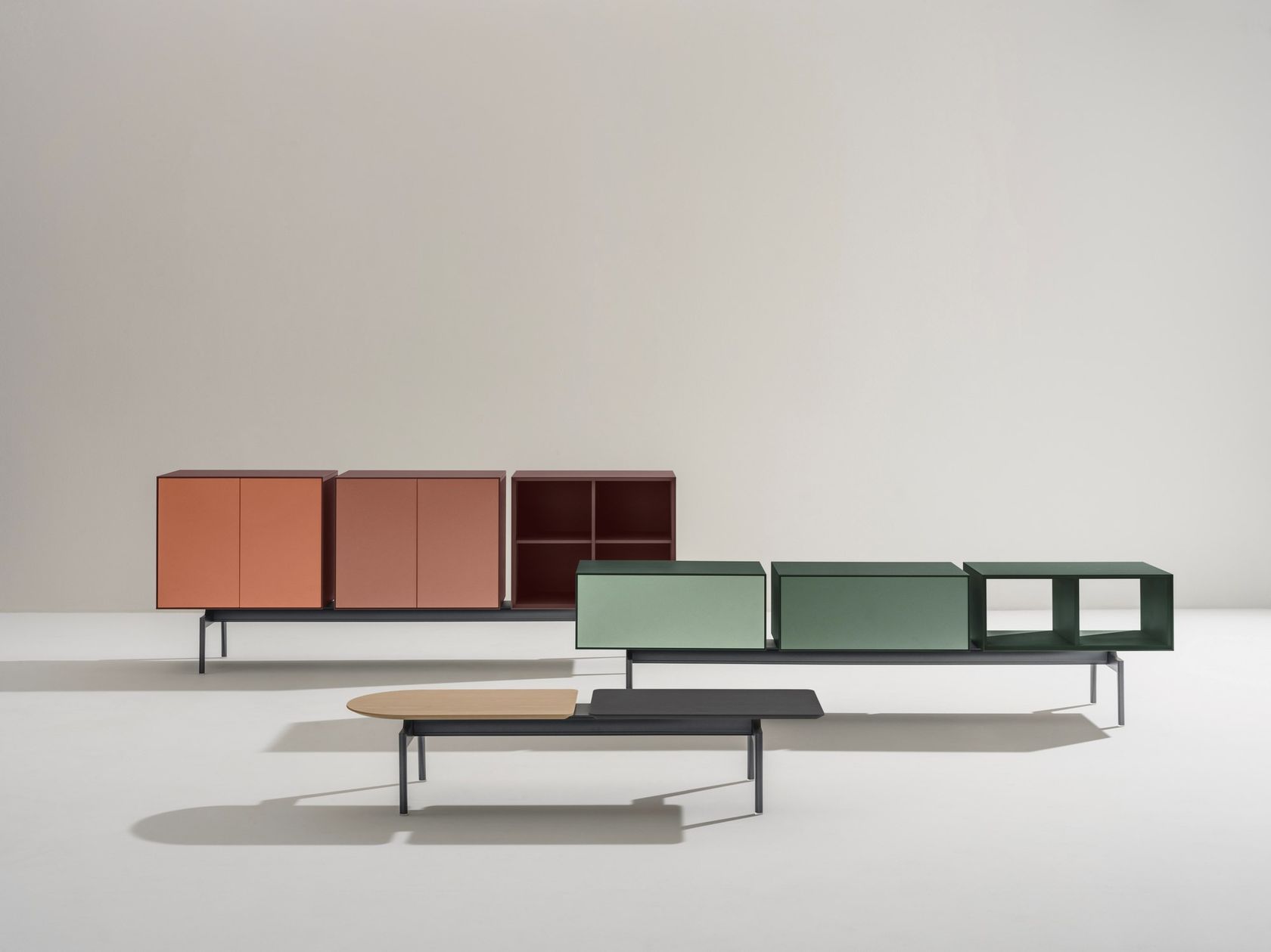 SEMITON 3 UNITS Modular MDF sideboard By Arper | design Garcia Cumini