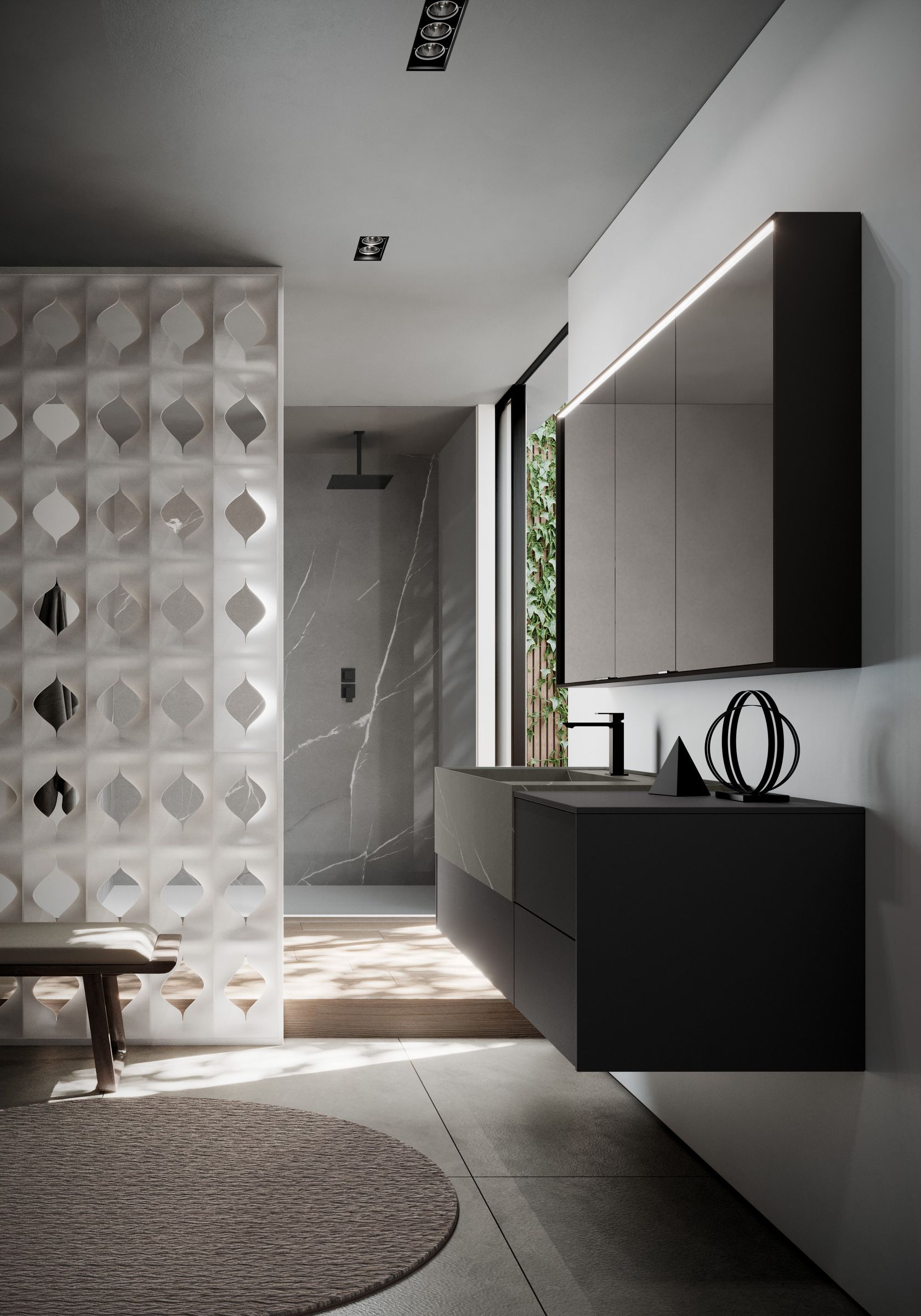 SENSE 02 Wall-mounted vanity unit with integrated washbasin By ...